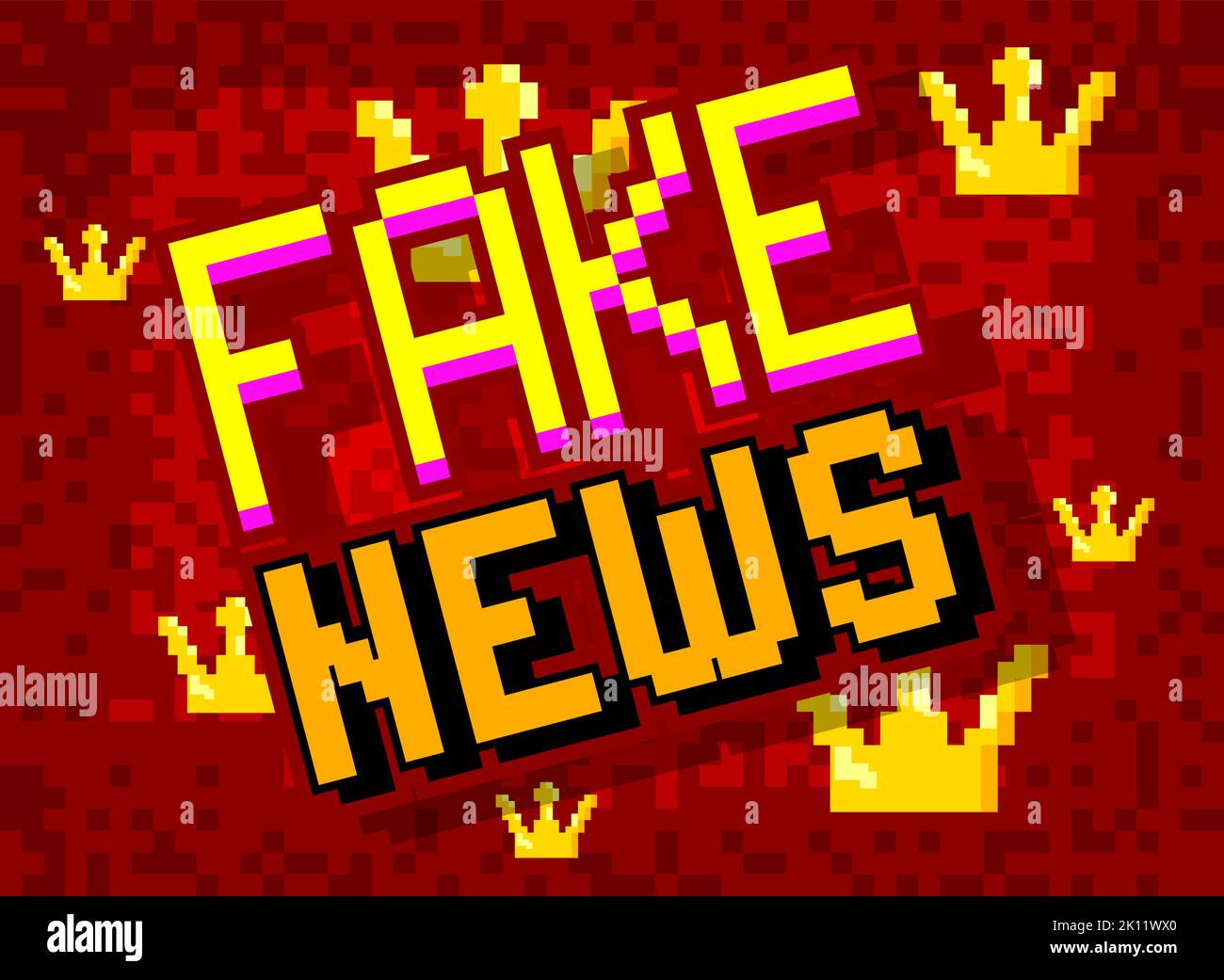 Fake News. Pixelated word with geometric graphic background. Vector ...