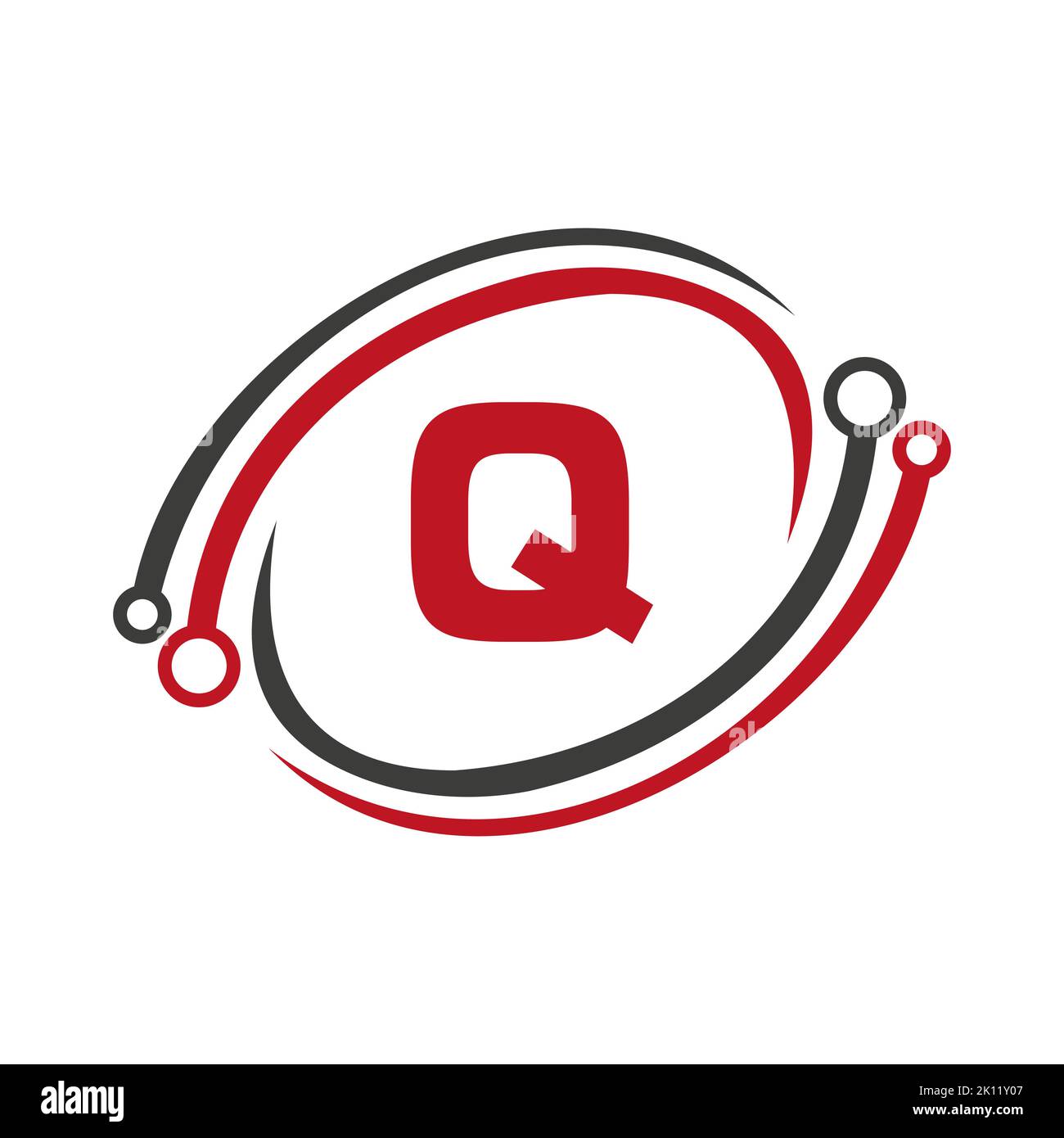 Technology Logo Design On Q Letter Concept Technology Network Logo Template Stock Vector Image