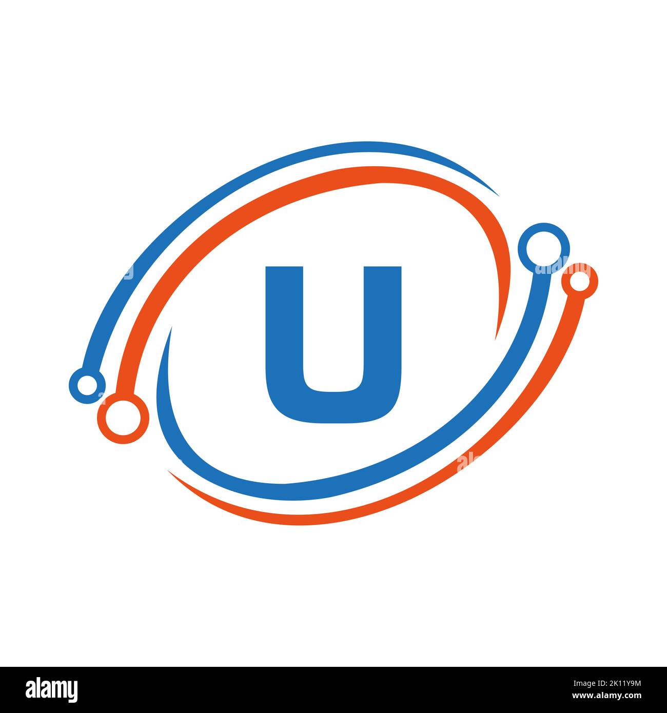 Technology Logo Design On U Letter Concept. Technology Network Logo ...