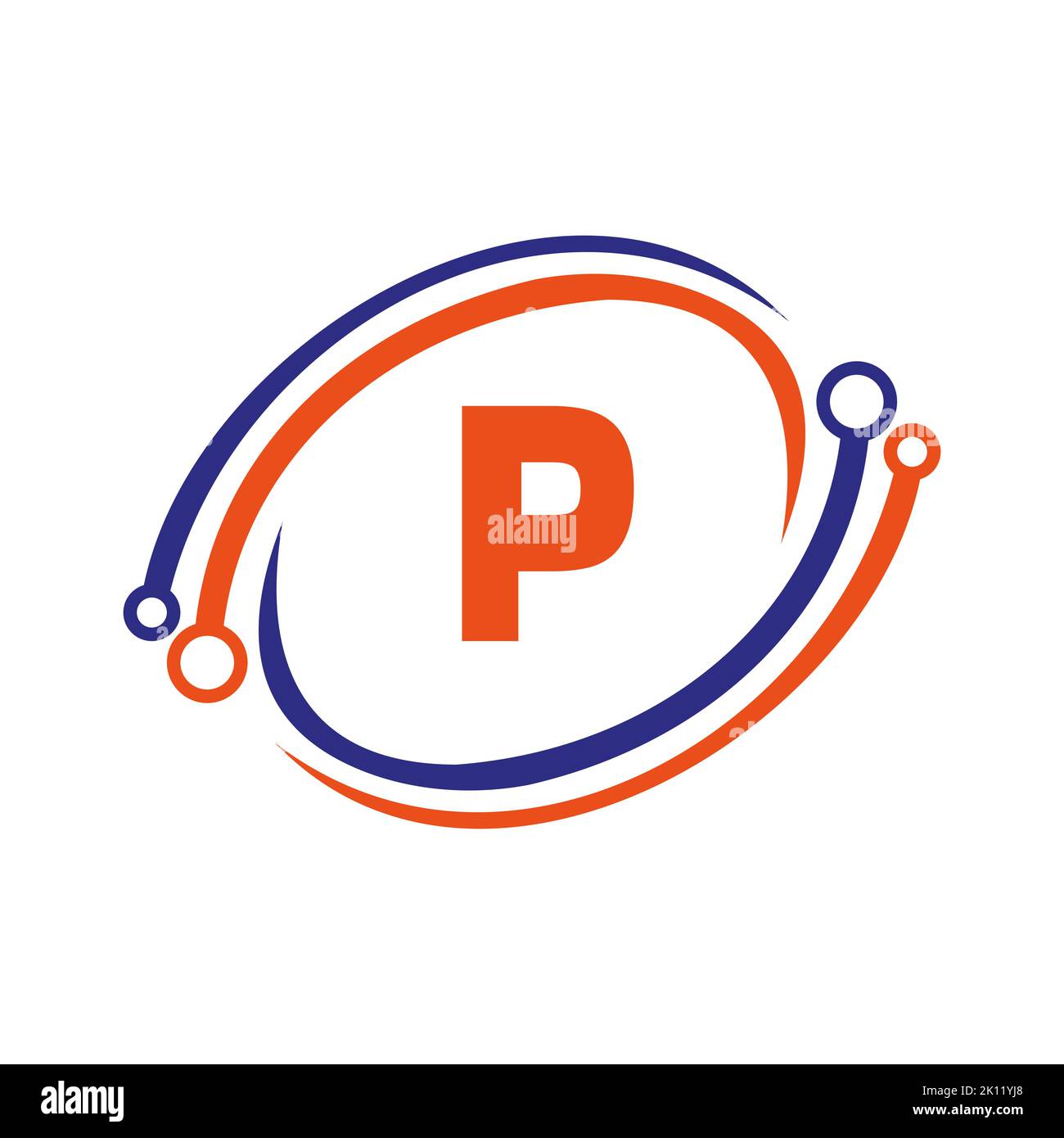 Technology Logo Design On P Letter Concept. Technology Network Logo ...