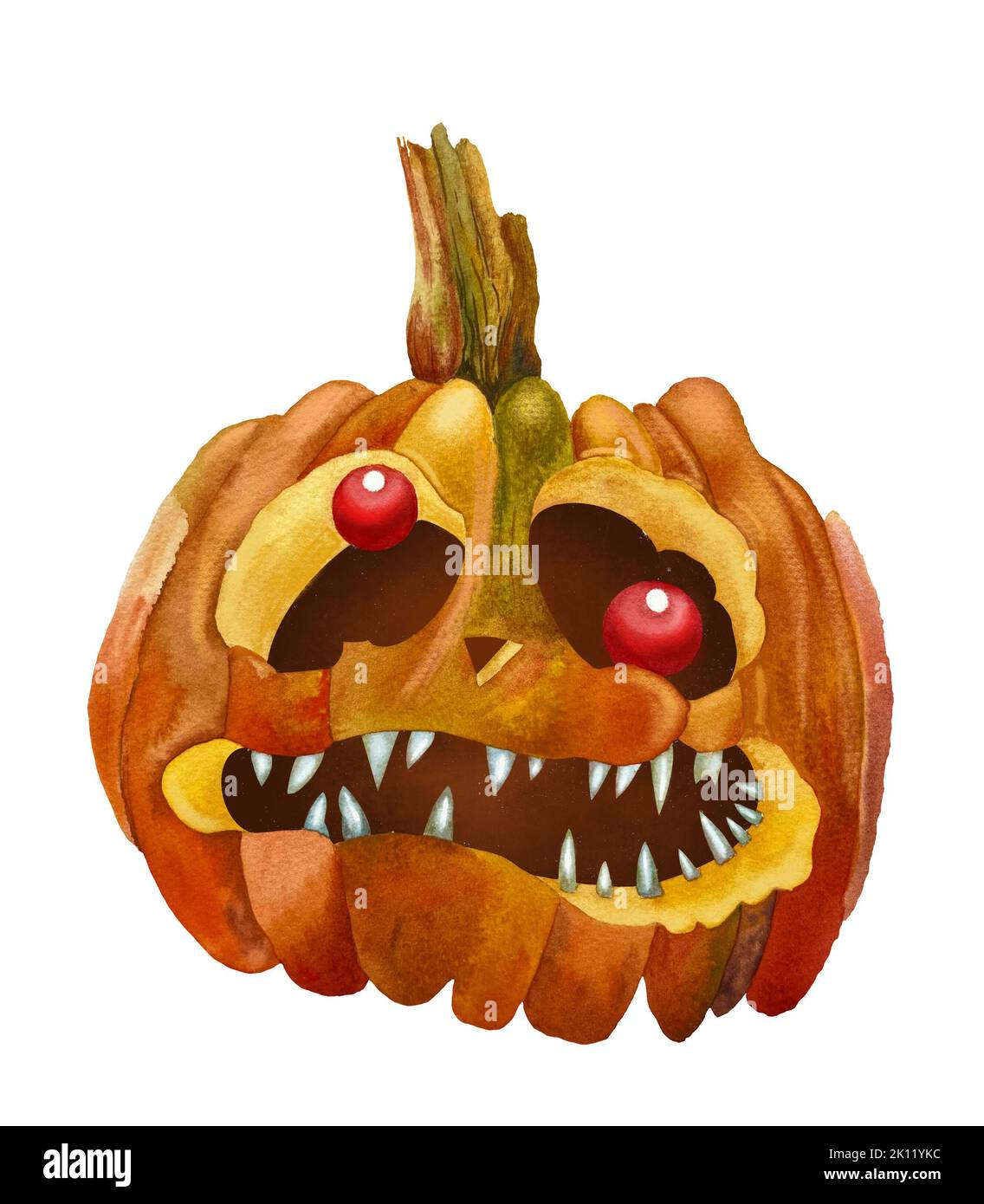Halloween illustration of toothy pumpkin isolated on white background ...