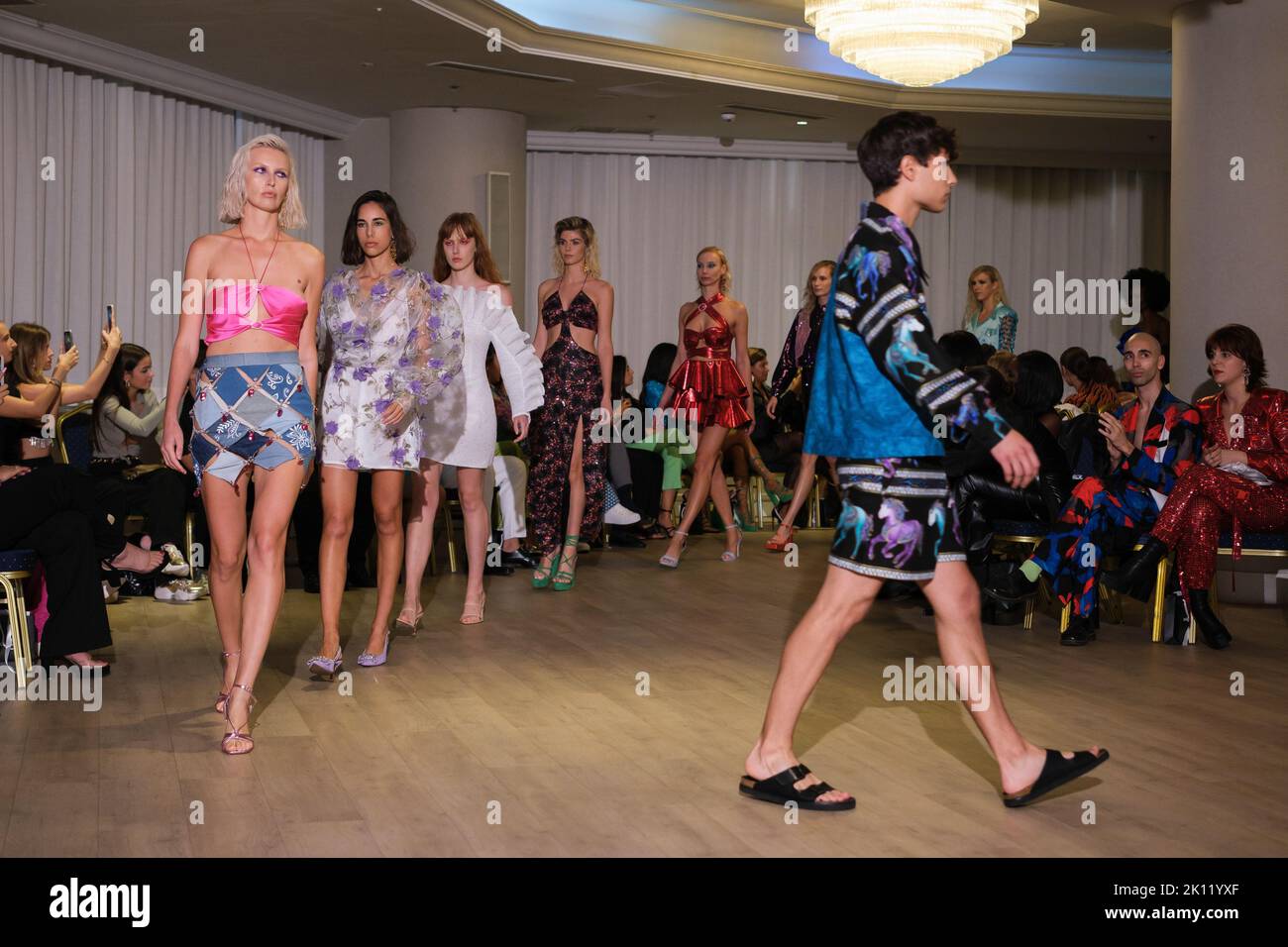 Madrid, Spain. 14th Sep, 2022. Models walk the runway wearing a ...
