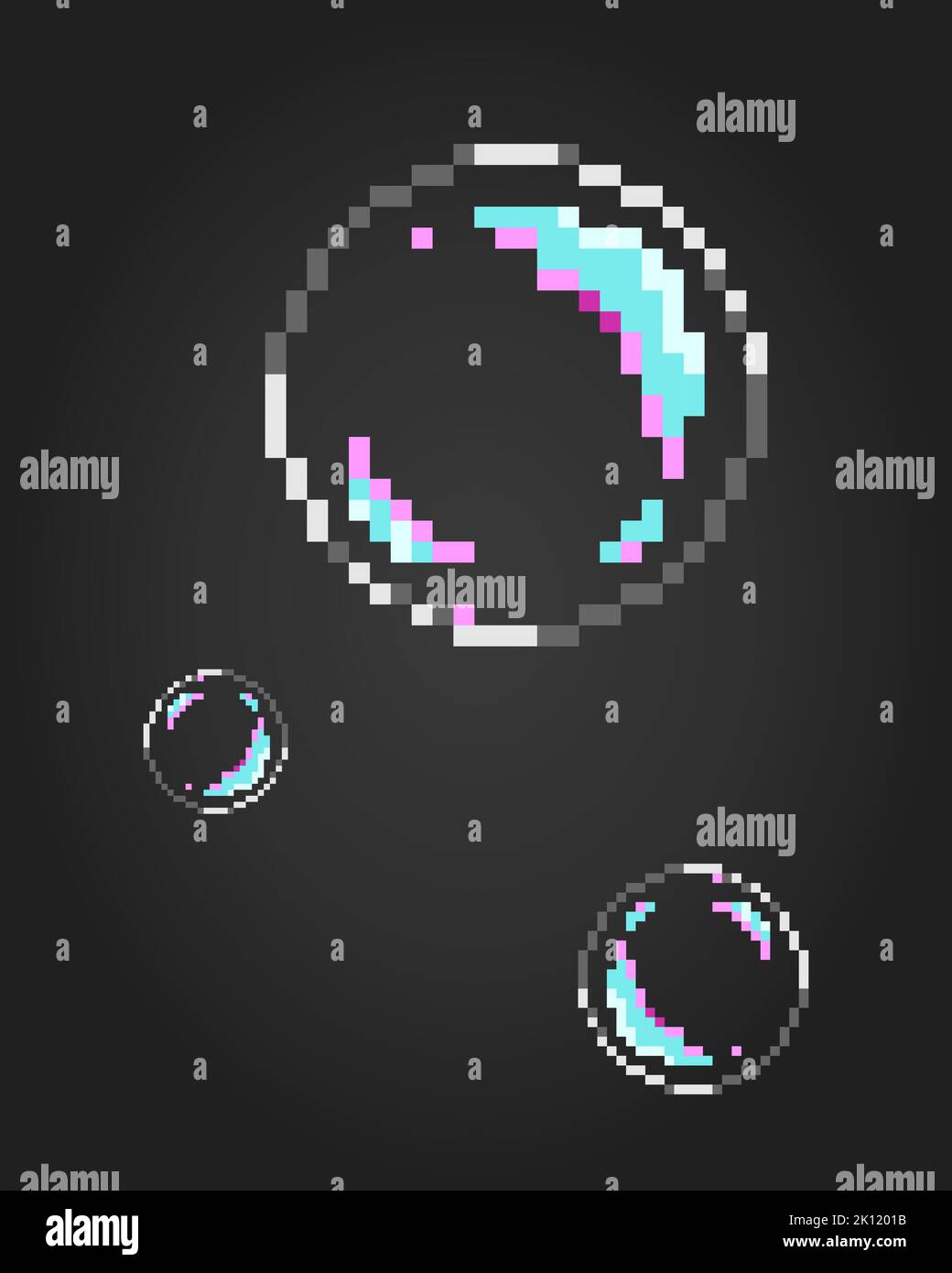 8 bit pixel soap bubble. game asset object in vector illustration Stock ...