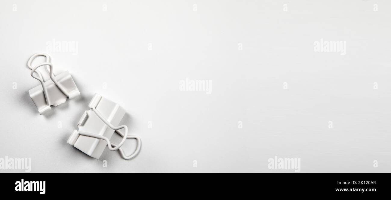 Binder clips, office supplies. Free space for text and advertising ...