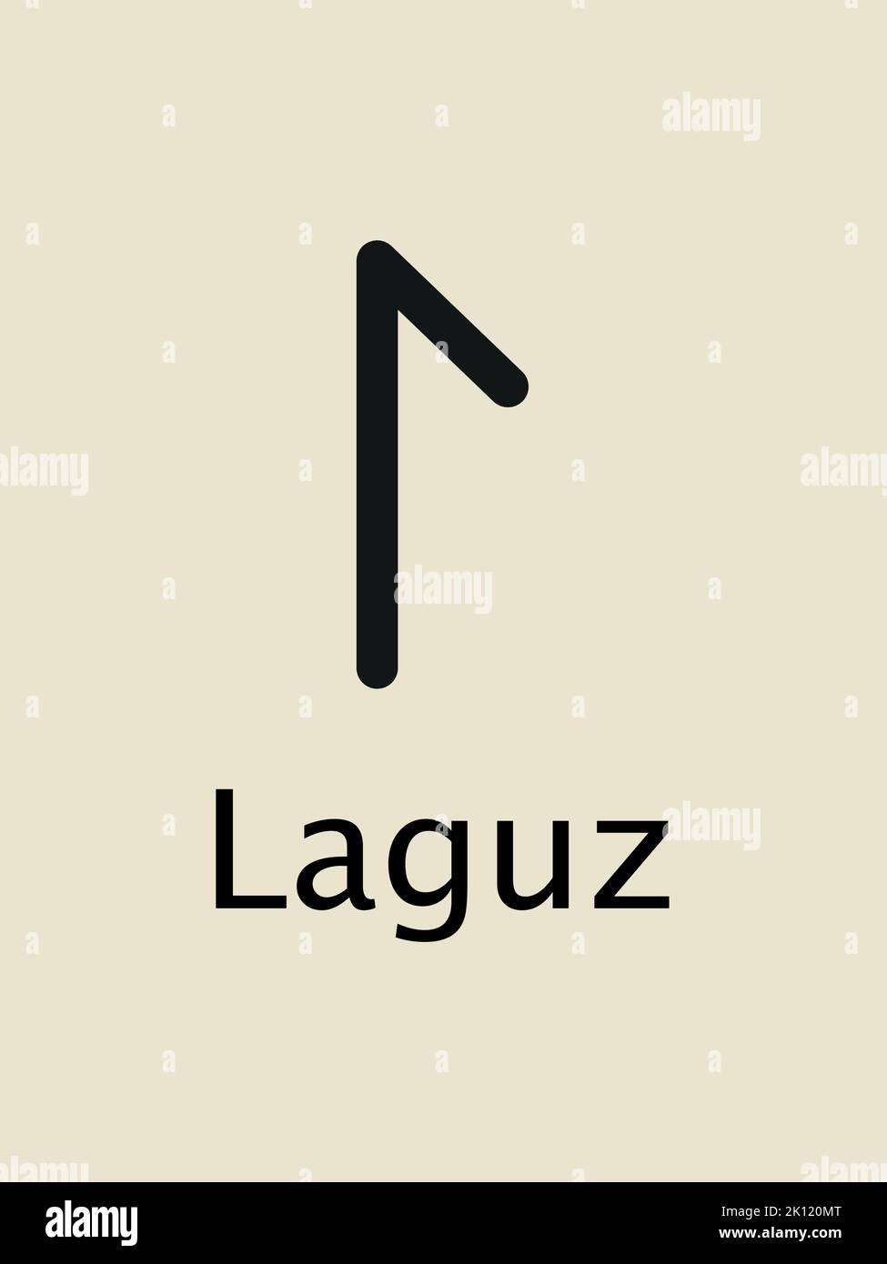 Laguz Rune alphabet, Futhark. Writing ancient Germans. Vector Mystical symbols. Esoteric, occult ...