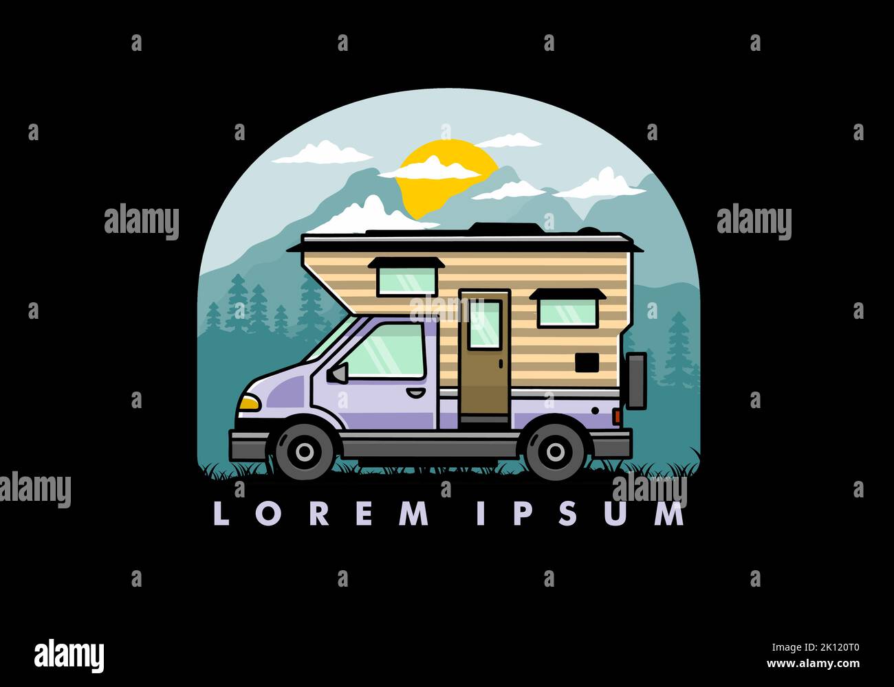 Van box adventure camper illustration badge design Stock Vector Image ...