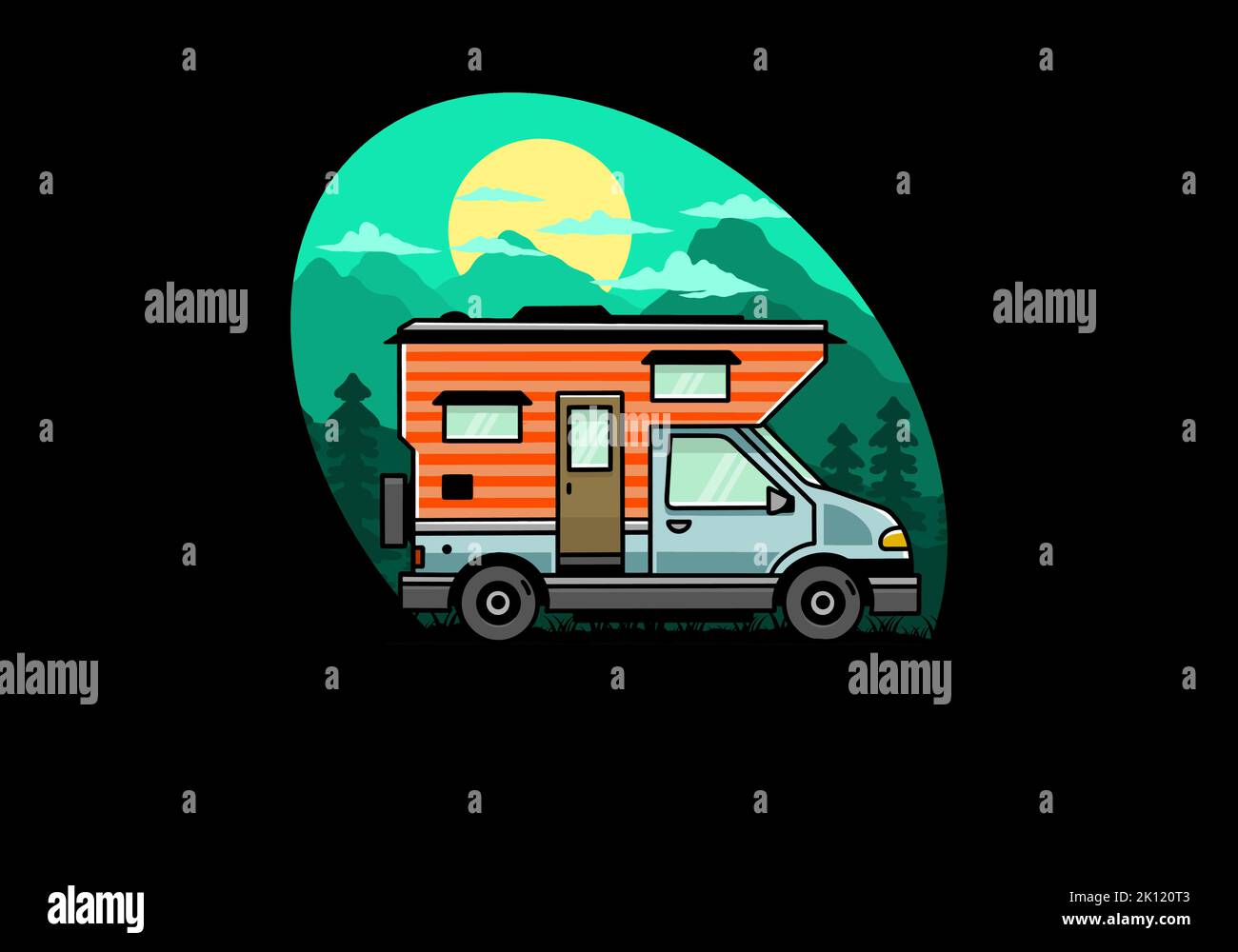 Van box adventure camper illustration badge design Stock Vector Image ...