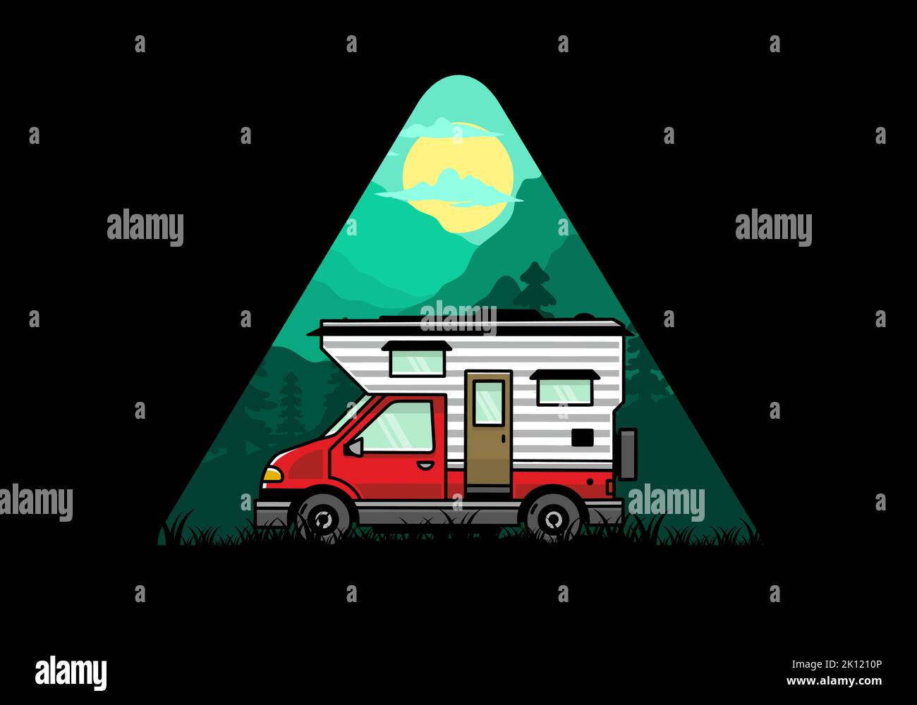 Van box adventure camper illustration badge design Stock Vector Image ...