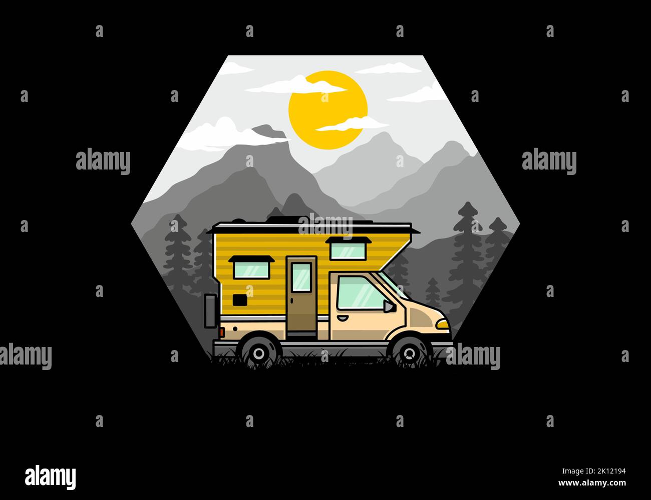 Van box adventure camper illustration badge design Stock Vector Image ...