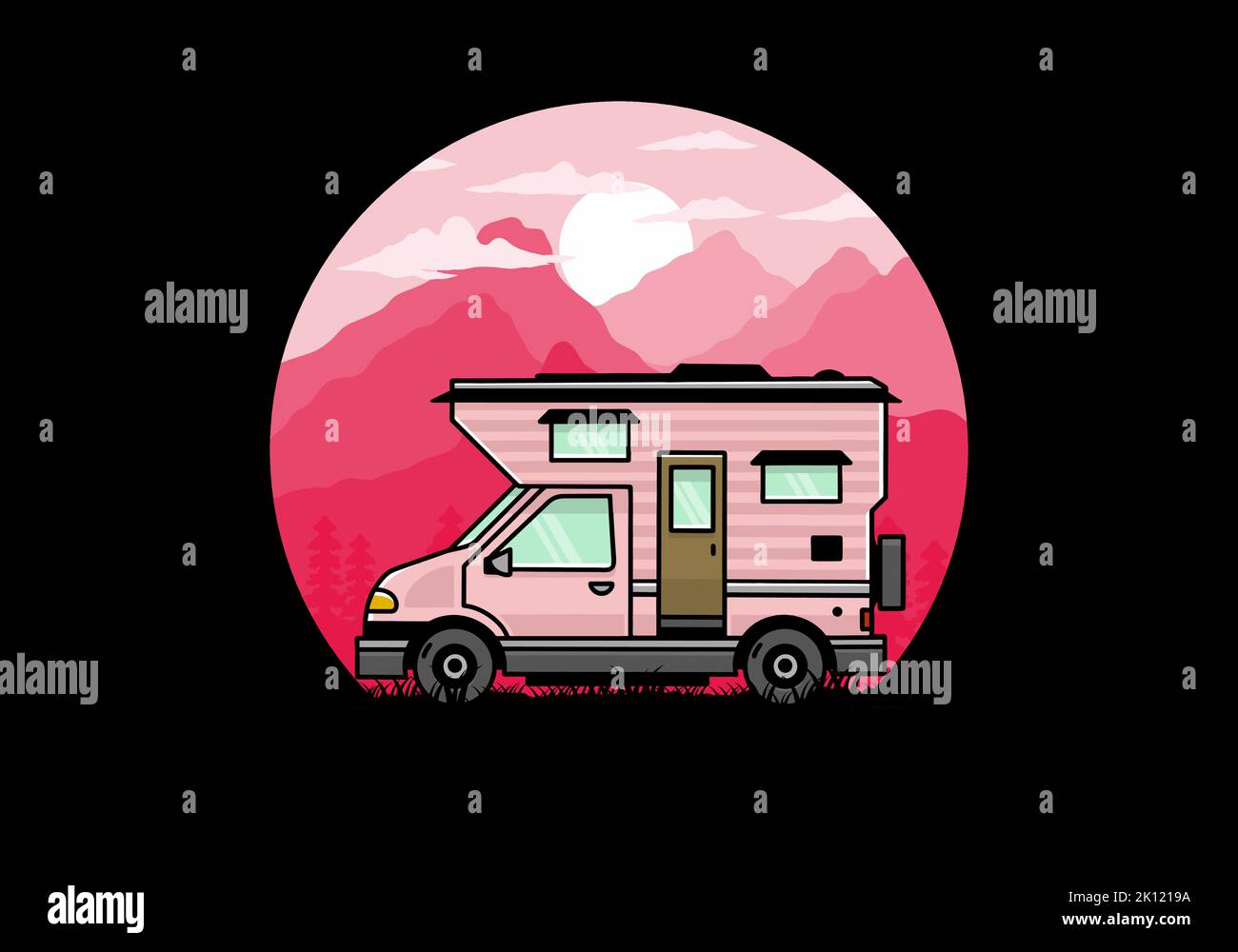 Van box adventure camper illustration badge design Stock Vector Image ...