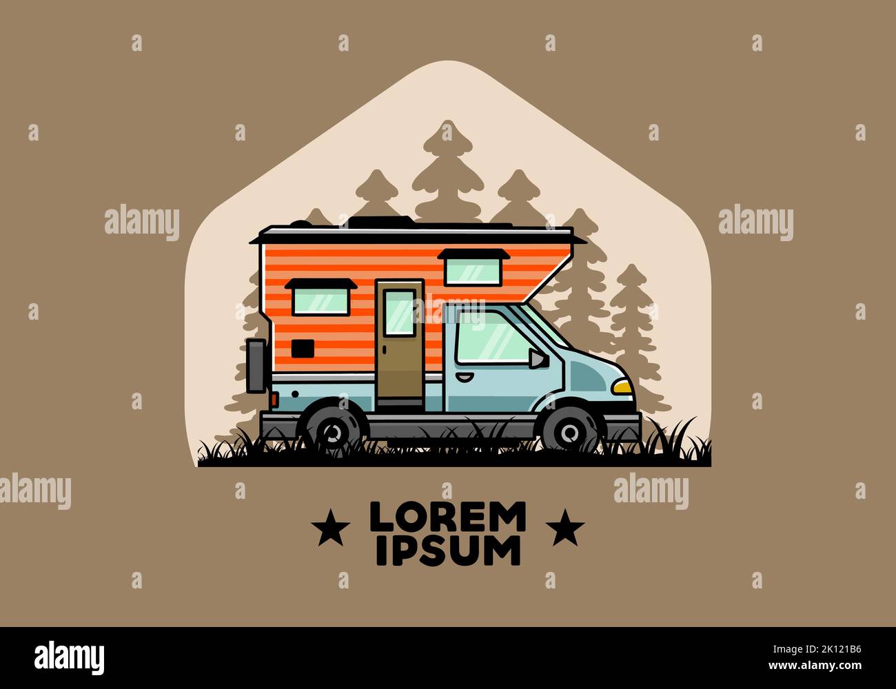 Van box adventure camper illustration badge design Stock Vector Image ...
