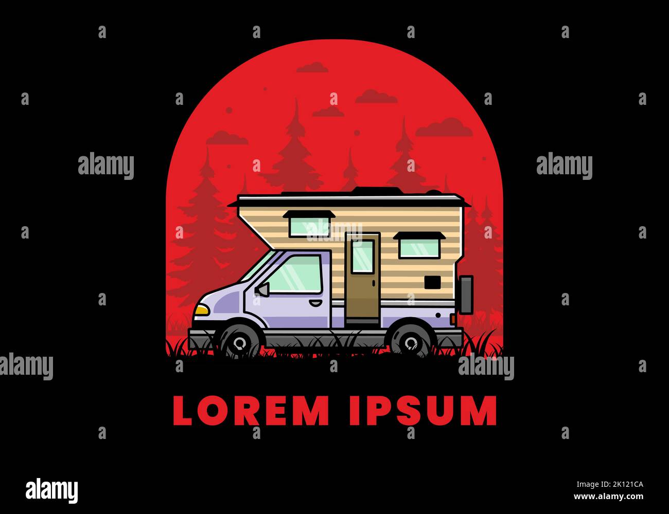 Van box adventure camper illustration badge design Stock Vector Image ...