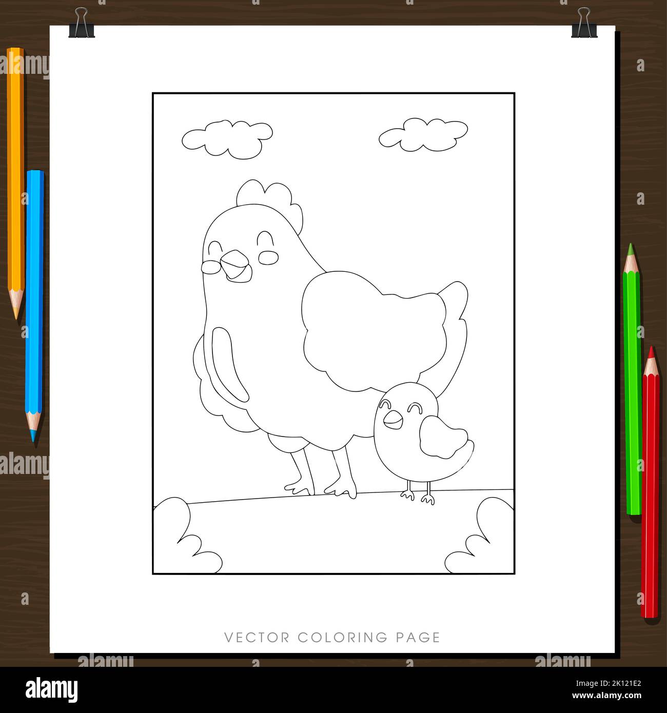 Farm Animals Coloring Book Vector Illustration Stock