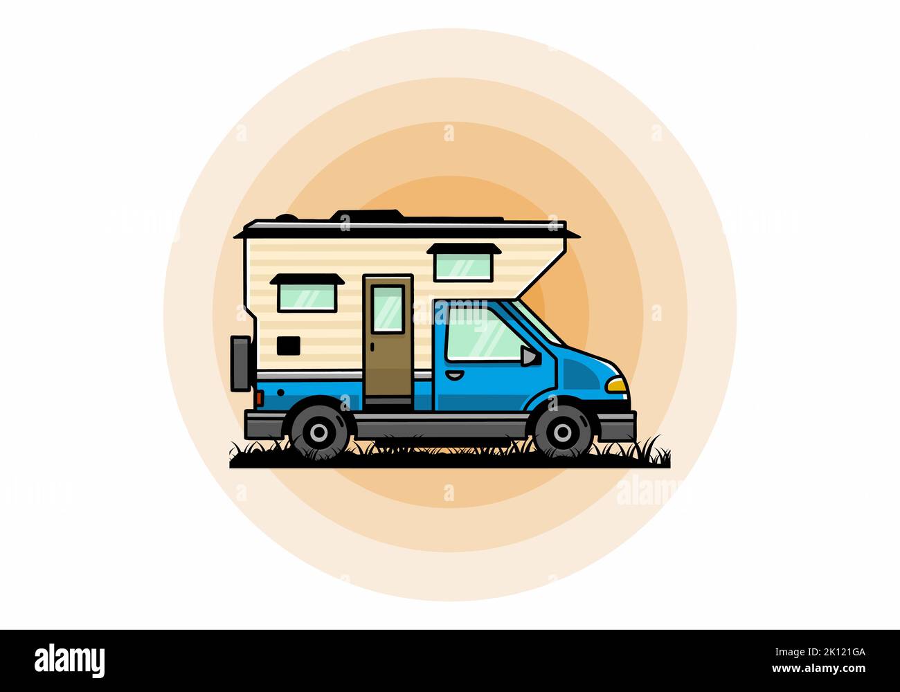 Van box adventure camper illustration badge design Stock Vector Image ...