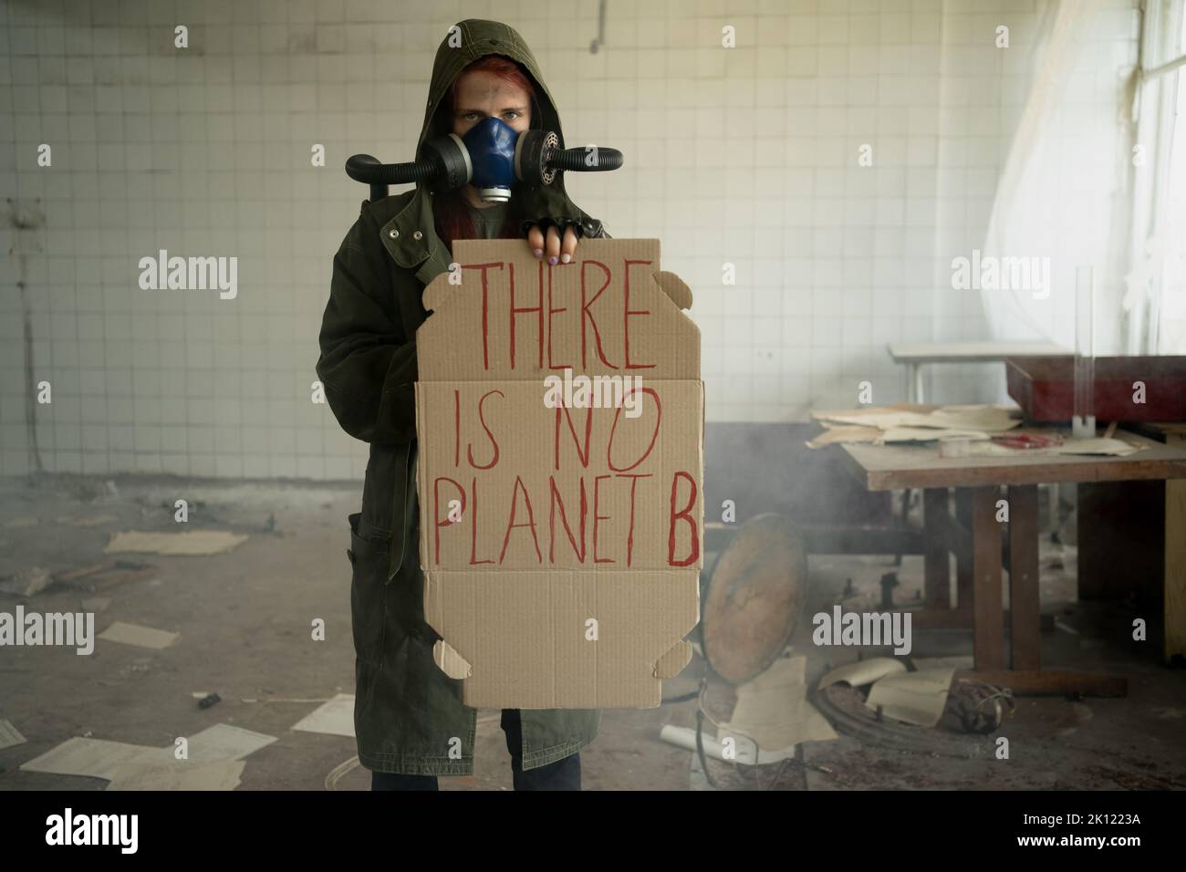 Homemade poster at environmental rally. A homemade sign, saying there ...