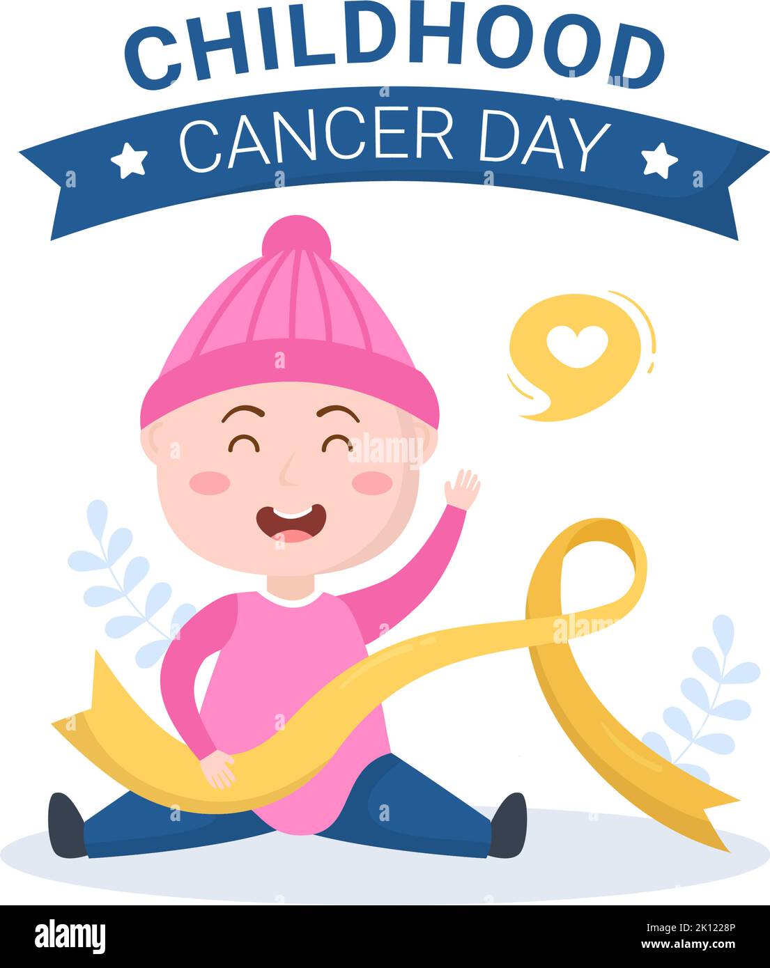 International Childhood Cancer Day Hand Drawn Cartoon Illustration on ...