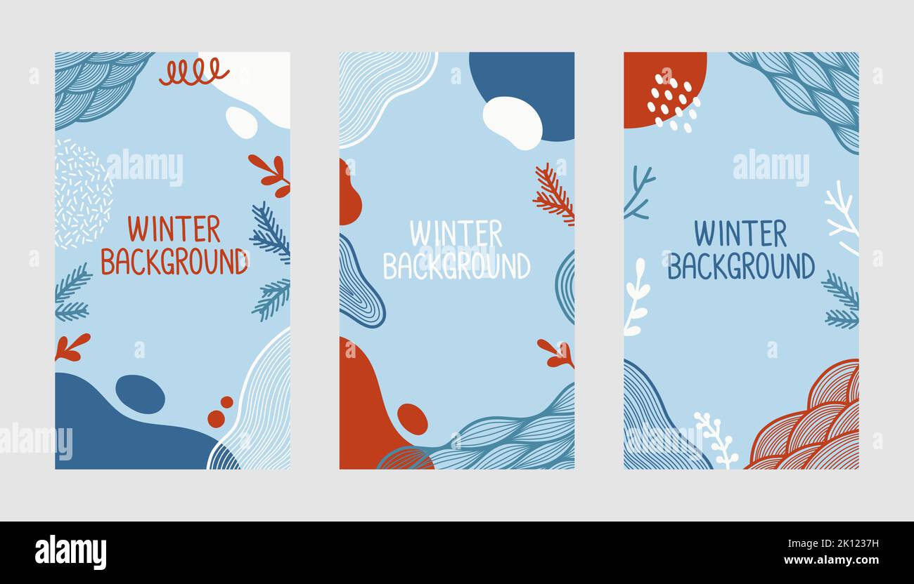 Winter vector background set blue flat design Stock Vector Image & Art ...