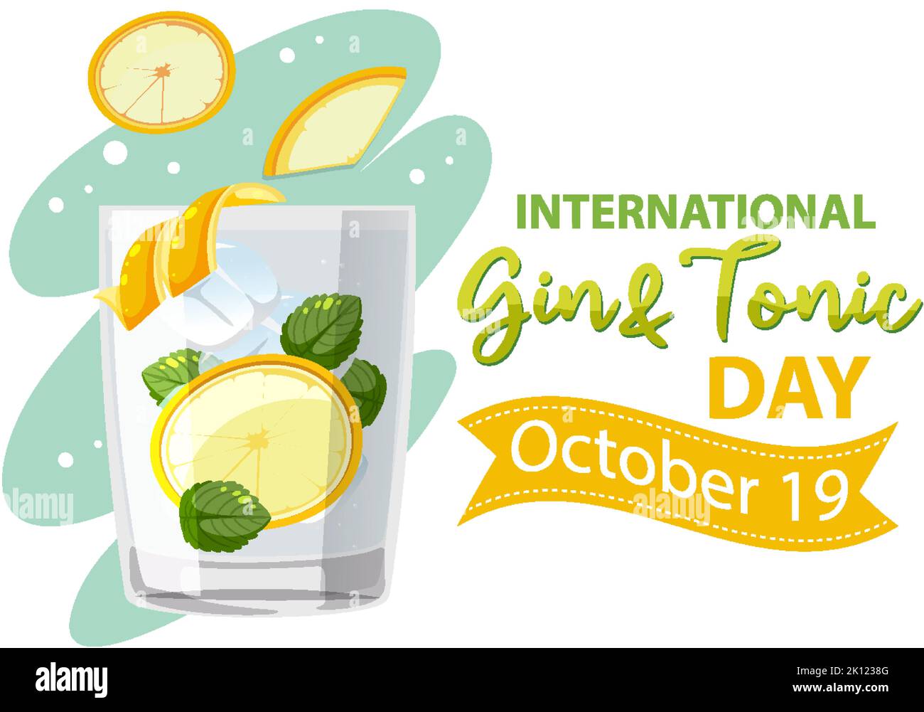 International gin and tonic day logo design illustration Stock Vector ...