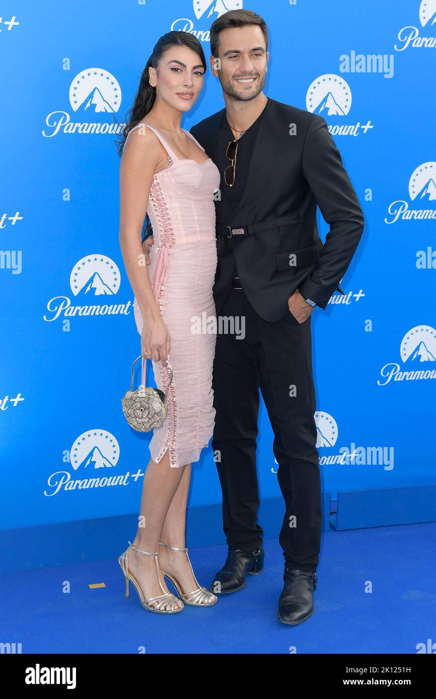 Giulia Salemi (L) and Pierpaolo Pretelli (R) attend the Paramount plus ...