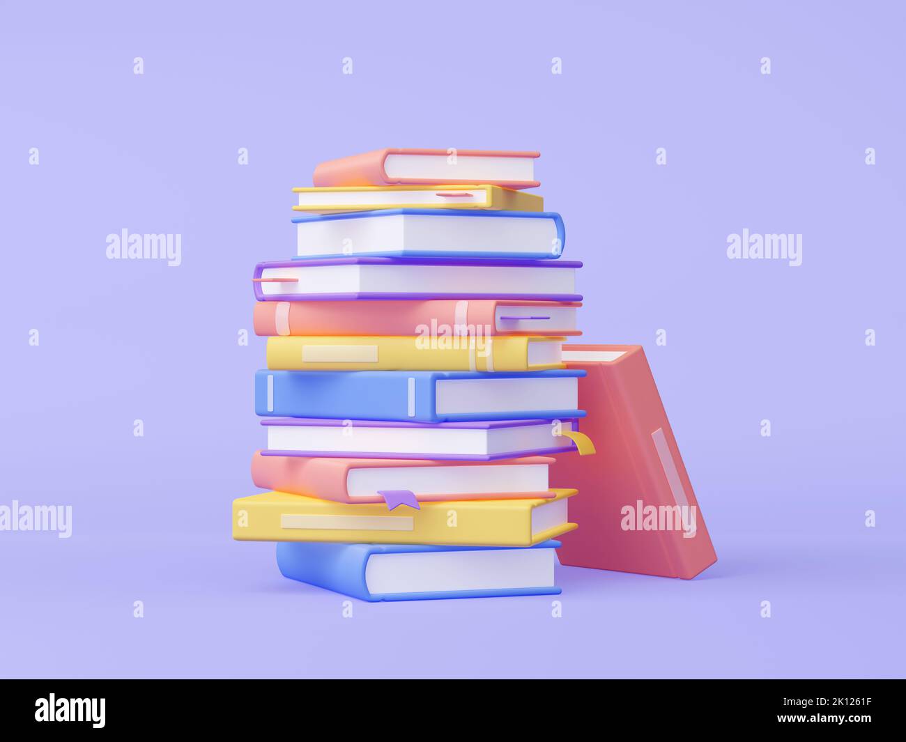 Pile of books 3D render isolated on background. Colorful illustration ...