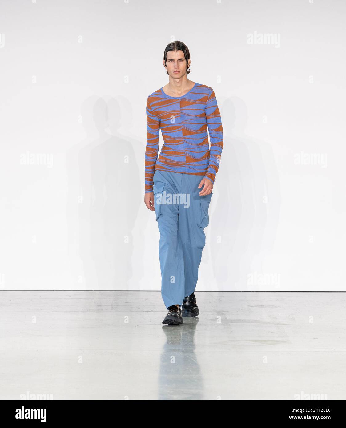 New York, New York, USA. 14th Sep, 2022. Model walks runway for DEVEAUX ...