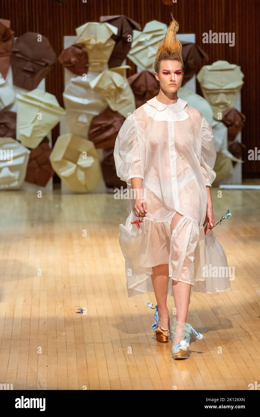 A model walks the runway at the VIN + OMI 'Opinions' catwalk show ...