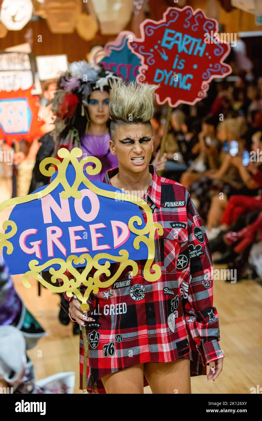 London, UK. 14th Sep, 2022. A model walks the runway at the VIN OMI ...