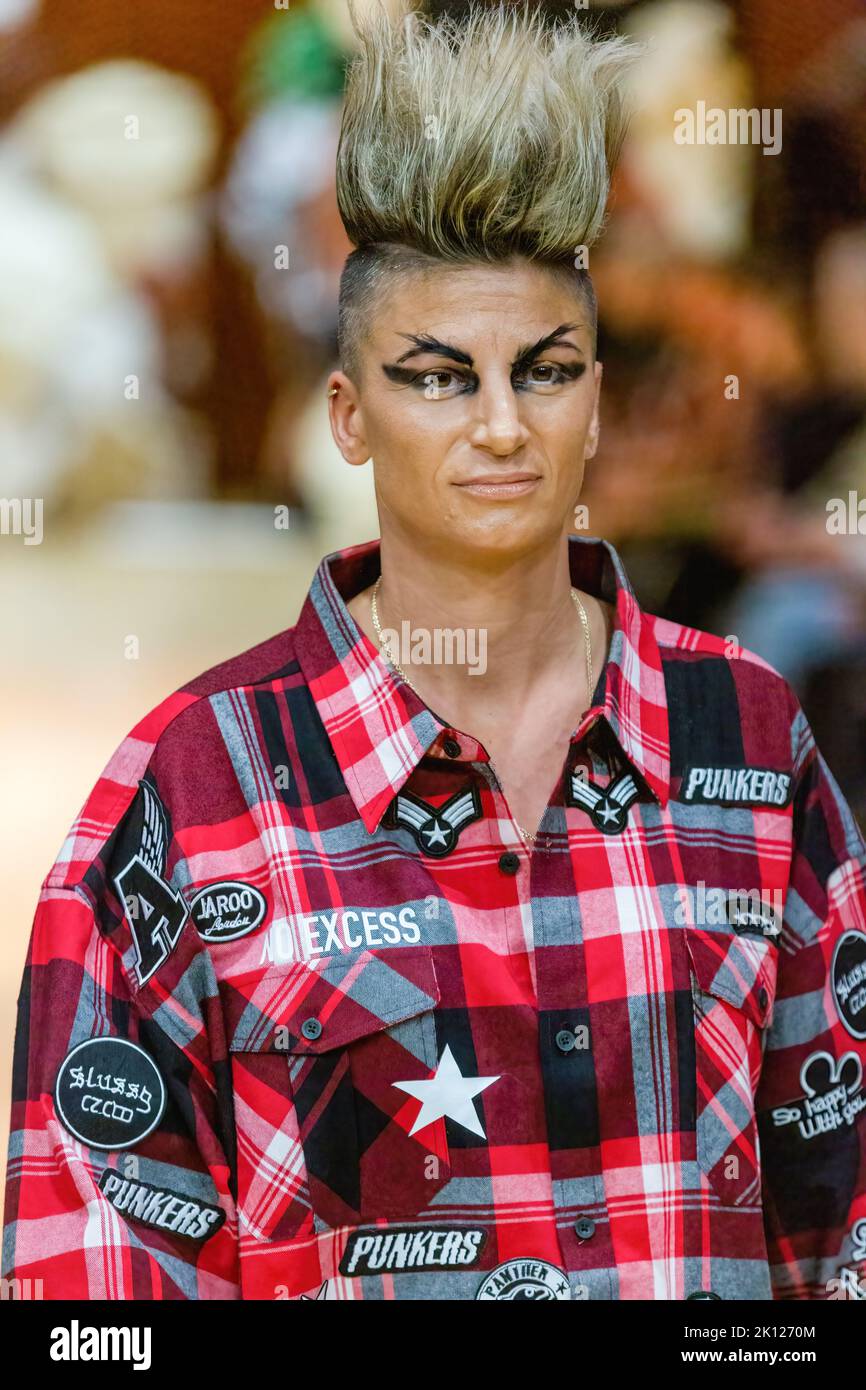 A model walks the runway at the VIN + OMI 'Opinions' catwalk show ...