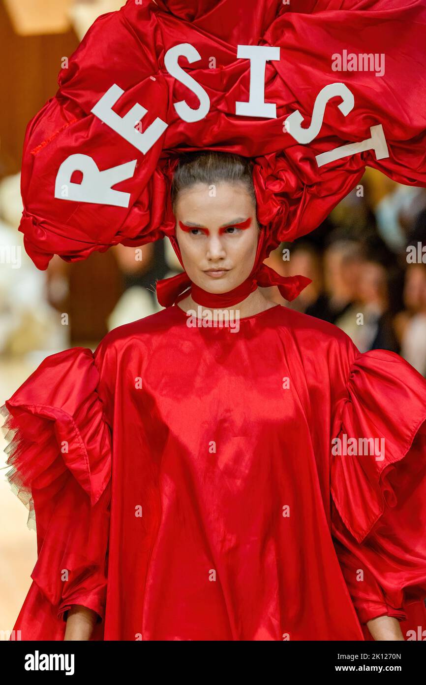 A model walks the runway at the VIN + OMI 'Opinions' catwalk show ...