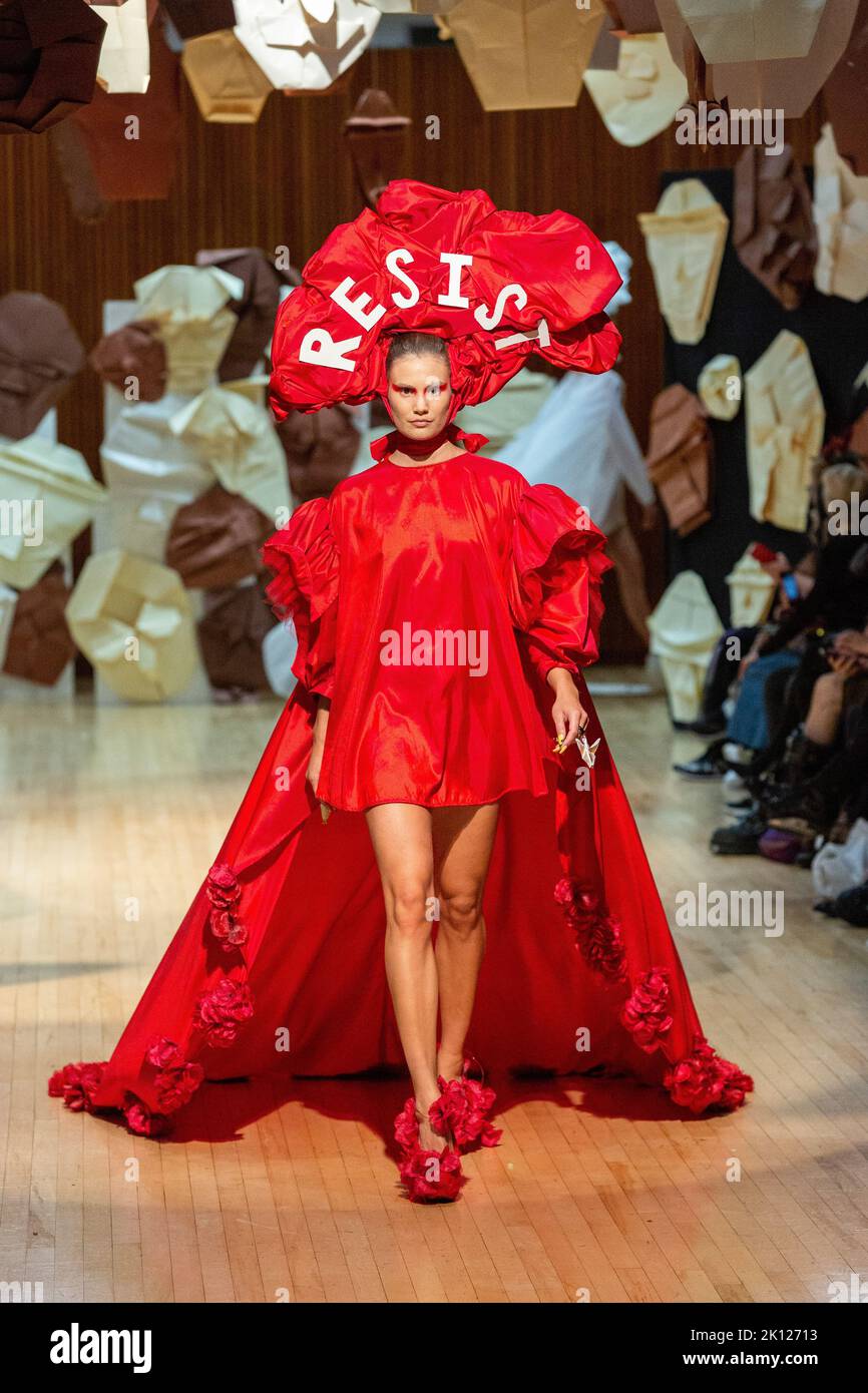 A model walks the runway at the VIN + OMI 'Opinions' catwalk show ...