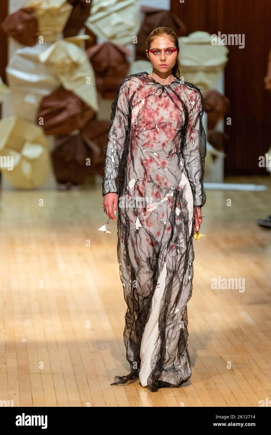 A model walks the runway at the VIN + OMI 'Opinions' catwalk show ...