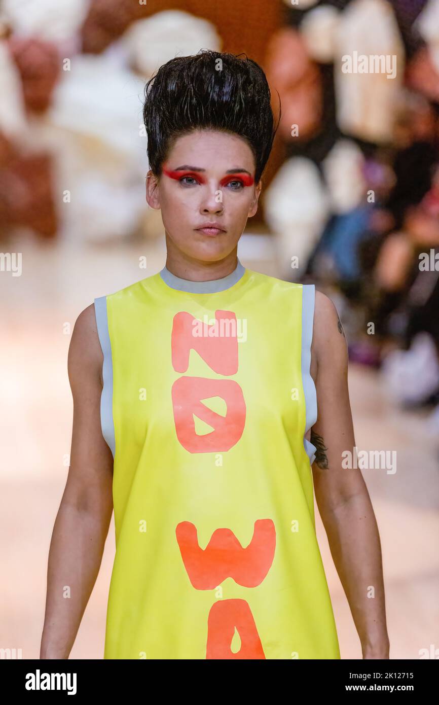A model walks the runway at the VIN + OMI 'Opinions' catwalk show ...