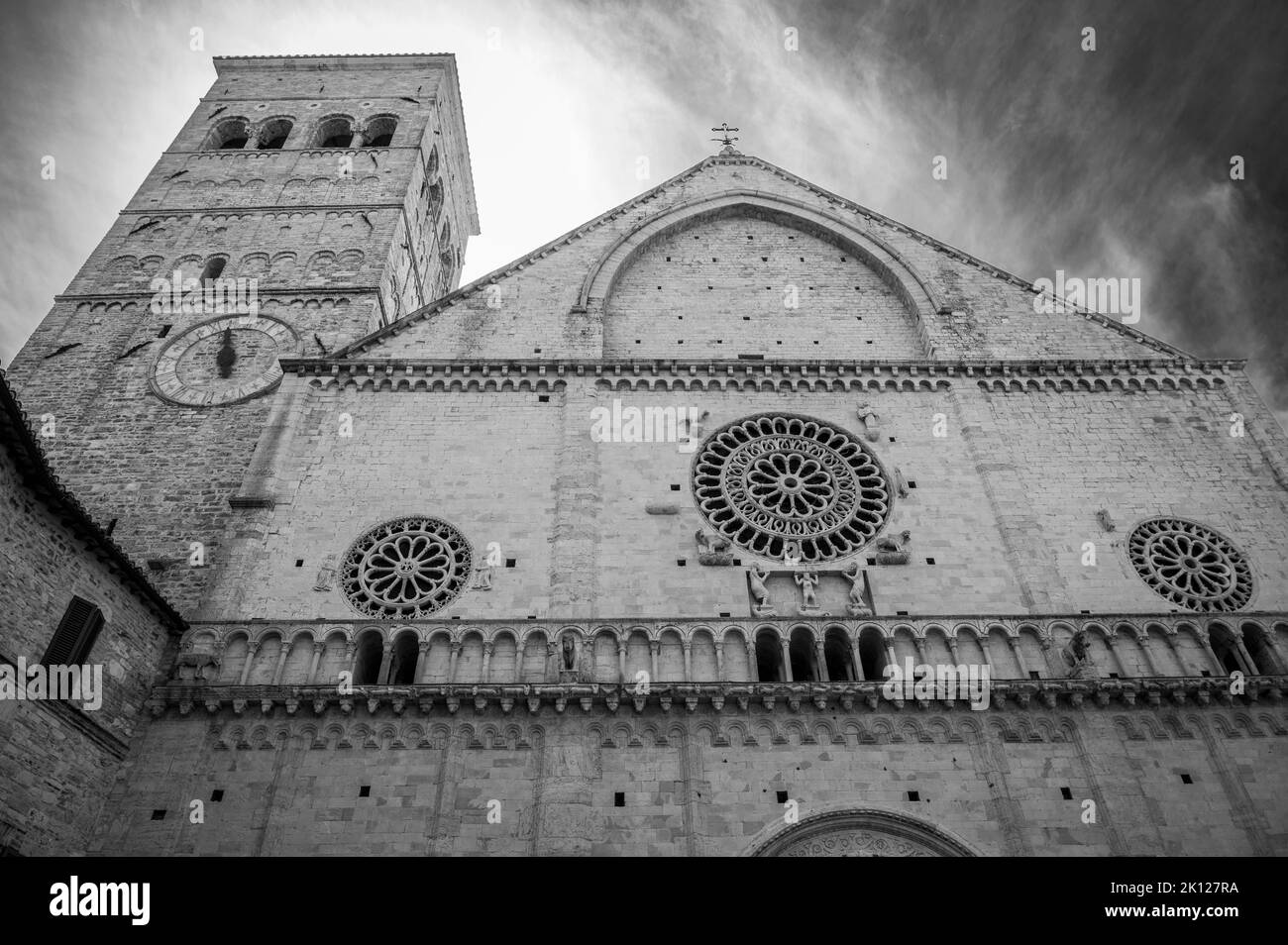 Assisi, a journey through history and religion. Black and white Stock ...