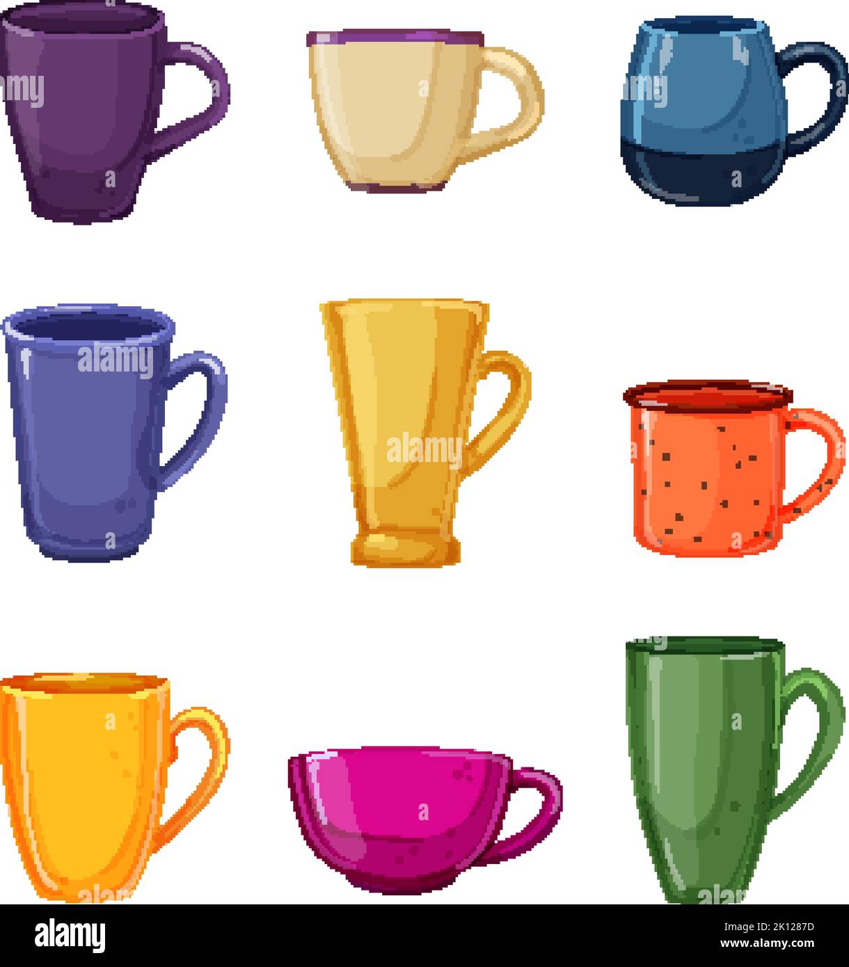cup ceramic set cartoon vector illustration Stock Vector Image & Art ...