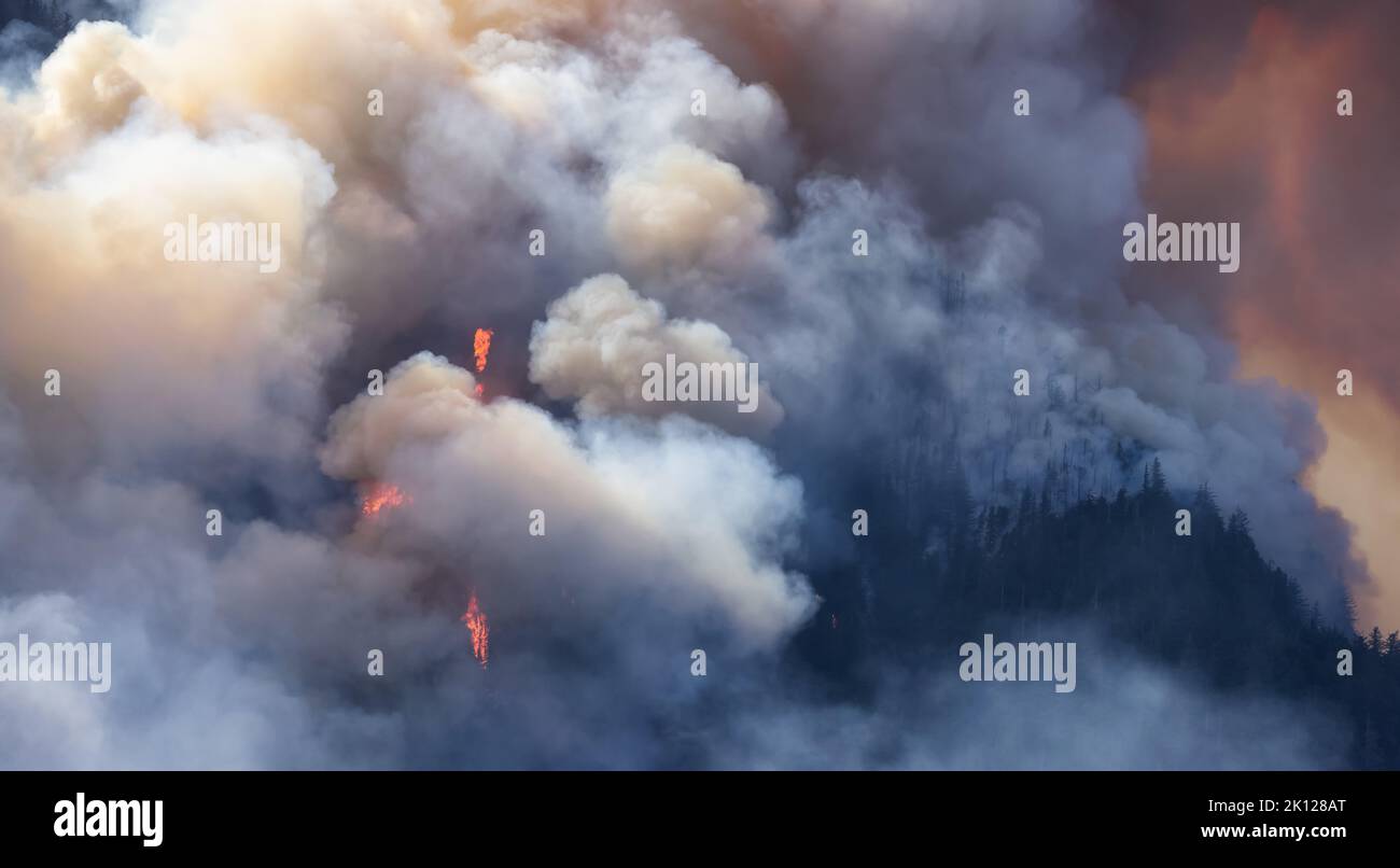 BC Forest Fire and Smoke over the mountain near Hope Stock Photo - Alamy