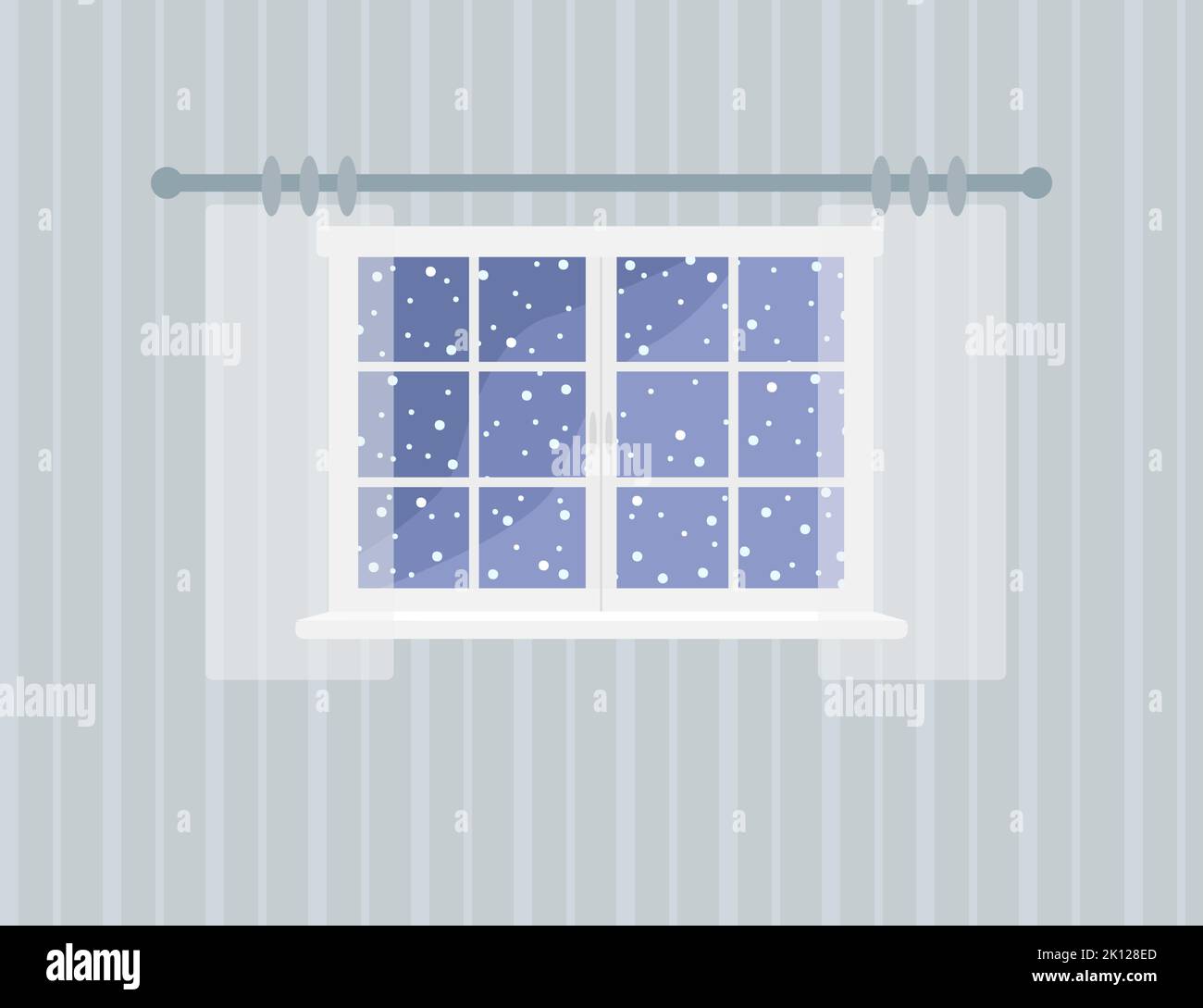 Closed window on background of wall. Home interior concept. Cartoon ...