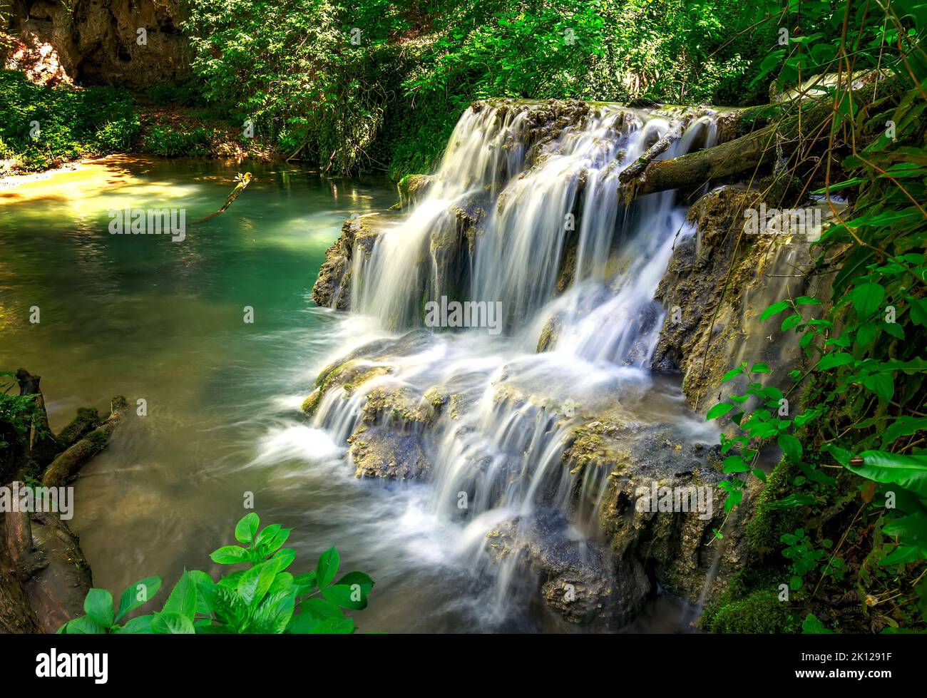 Waterfall in nature. Mountain cascade river waterfall Stock Photo - Alamy