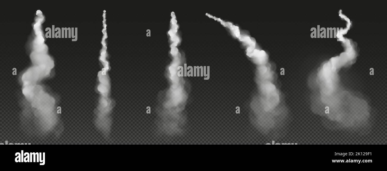 Rocket trail, airplane smoke, plane or air jet clouds, white contrail ...