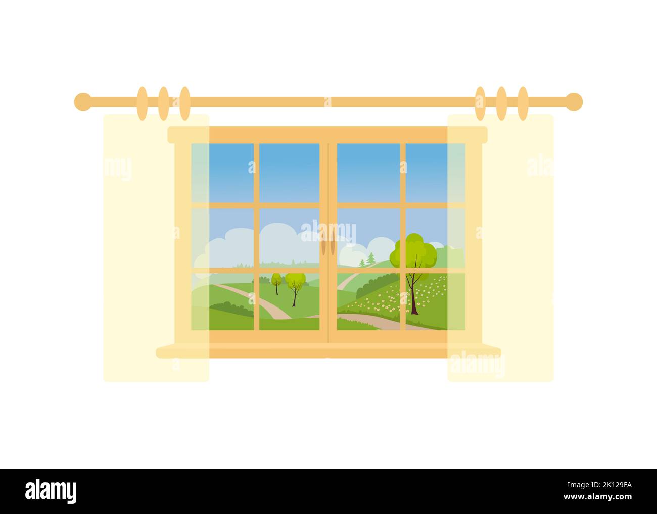 Closed window isolated on white background. Vector illustration. Home ...