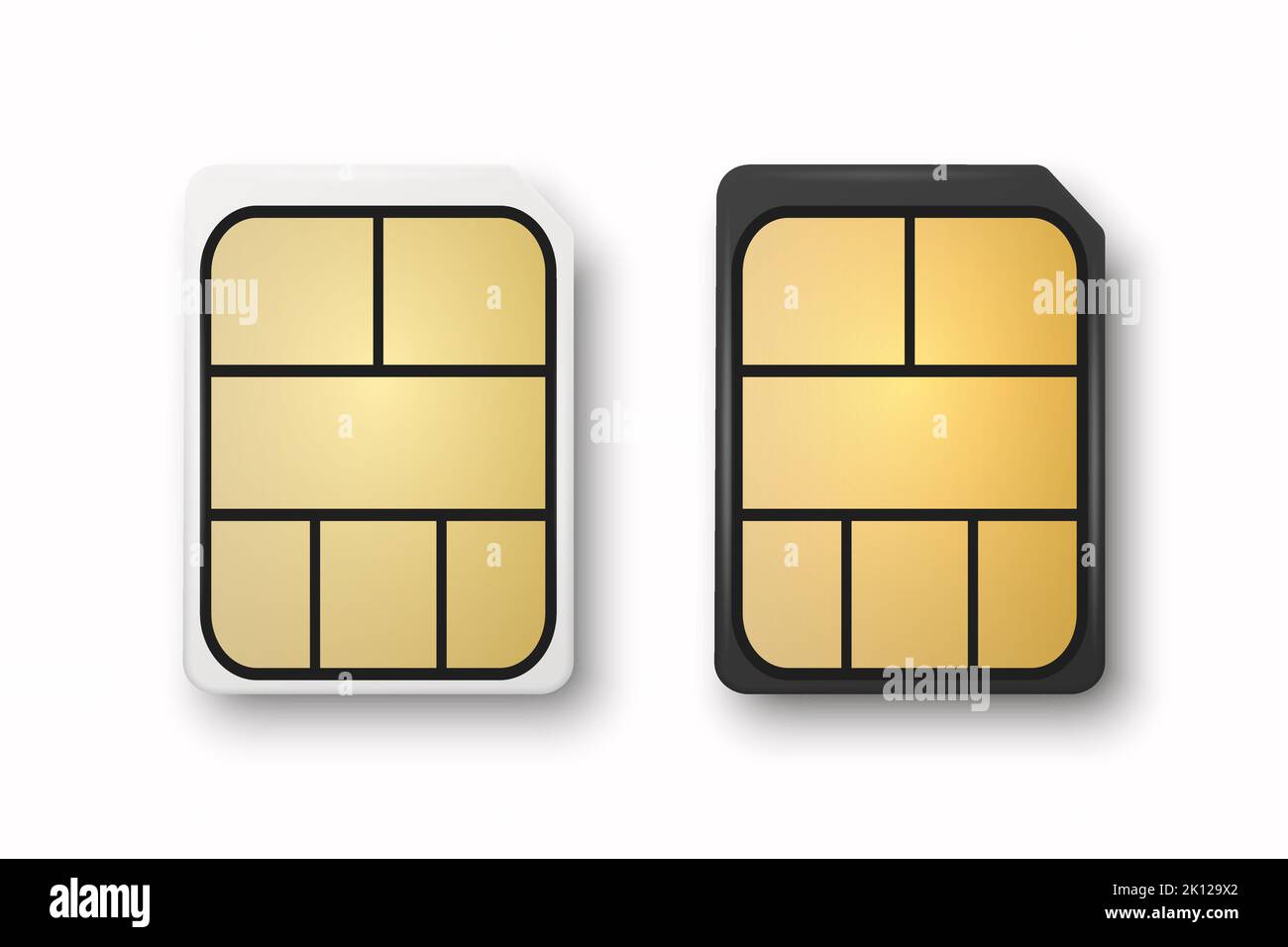 Vector 3d Realistic White and Black Plastic Nano Sim Card Template Set ...