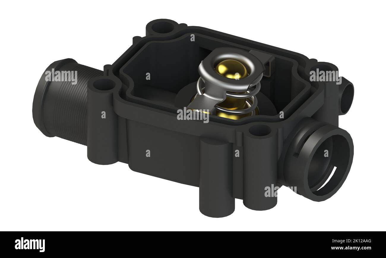 Thermostat engine cooling system, 3D rendering isolated on white ...