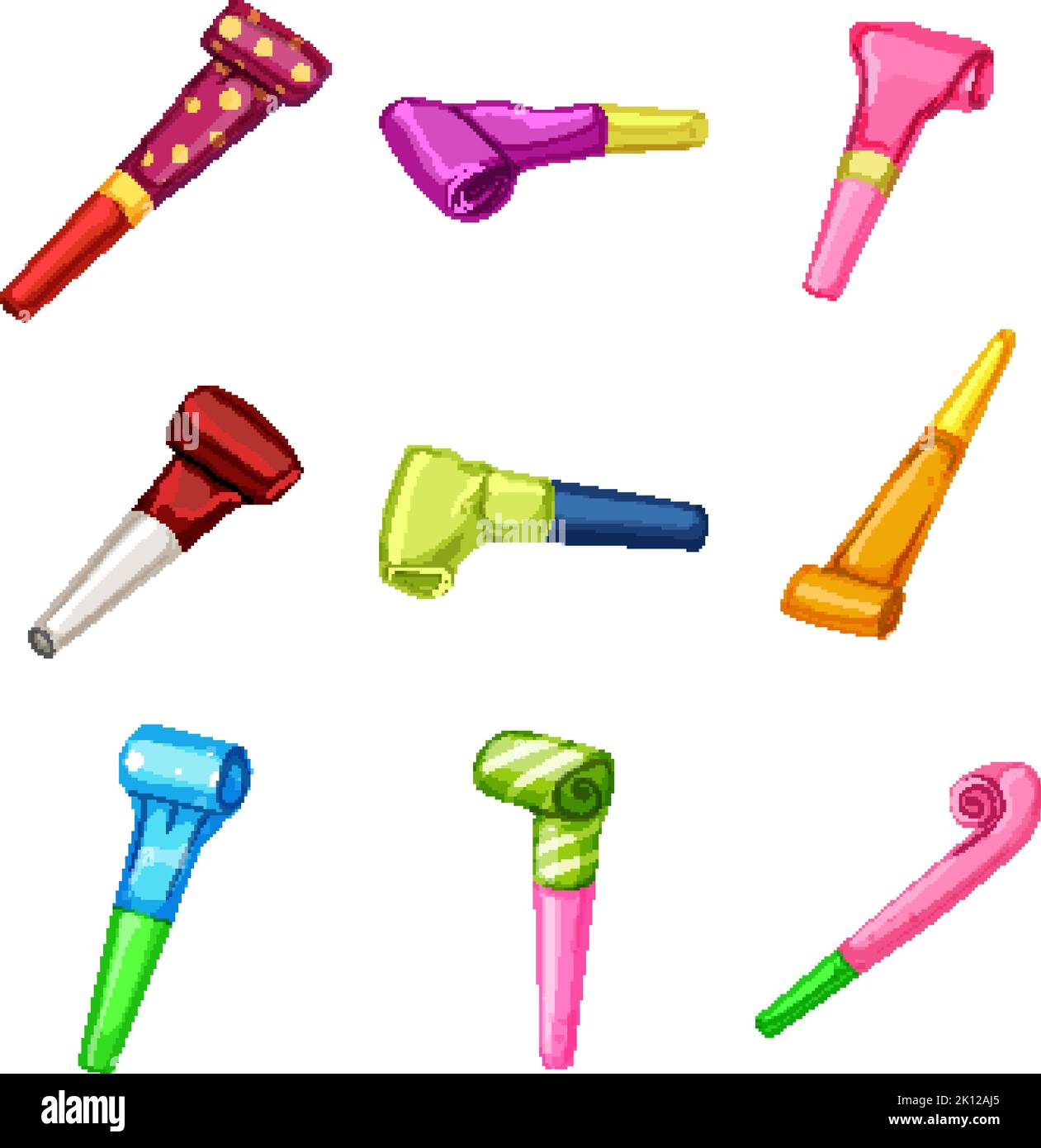 party whistle set cartoon vector illustration Stock Vector Image & Art ...