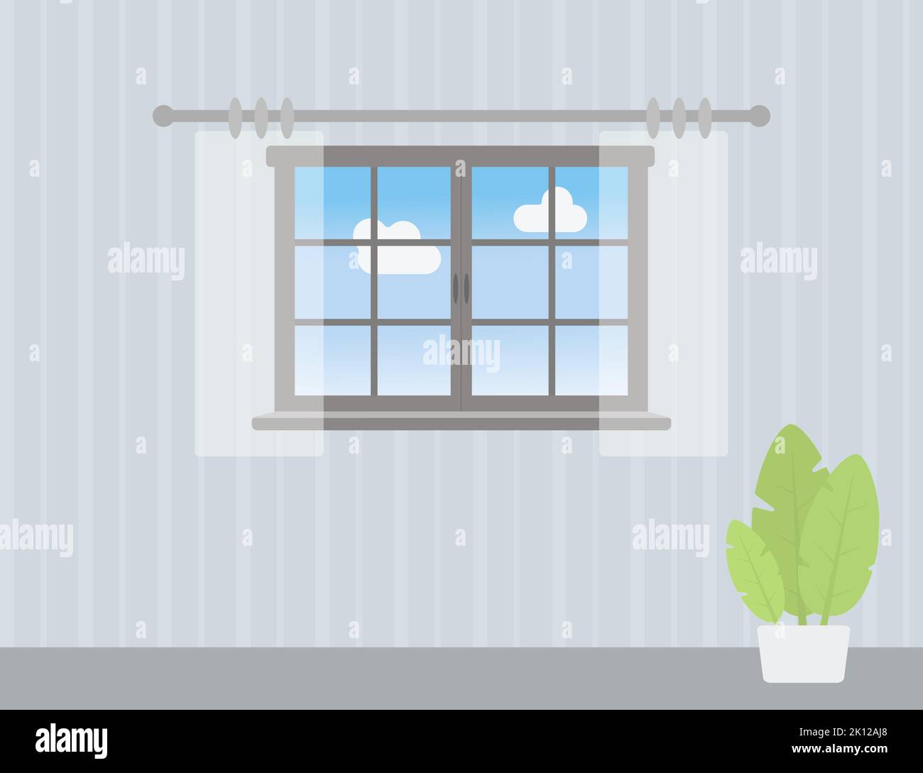 Closed window on background of wall. Vector illustration. Cartoon flat ...