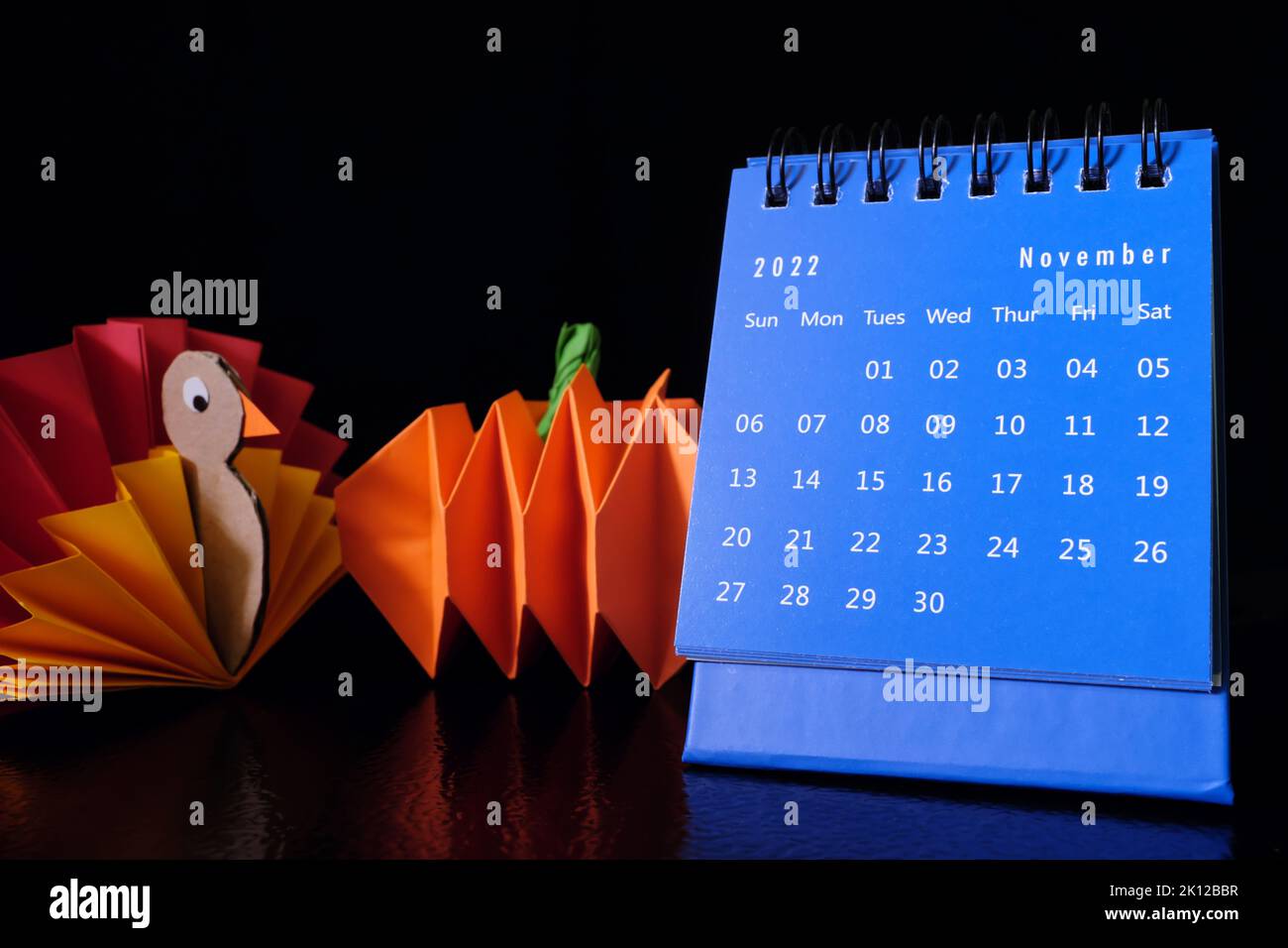 Hello November 2022 with Thanksgiving Day concept. Desk calendar with ...