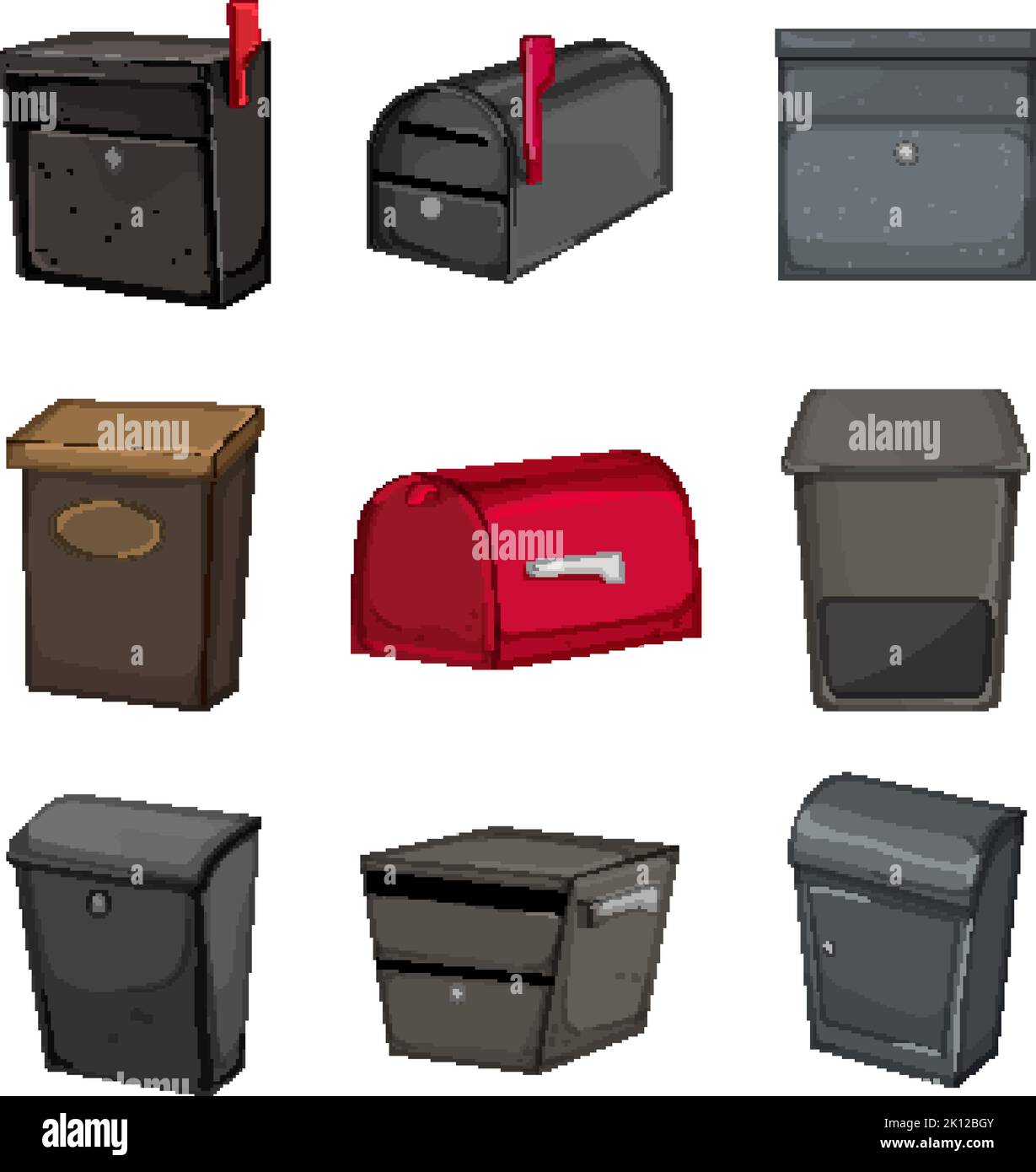 mailbox letter set cartoon vector illustration Stock Vector Image & Art ...