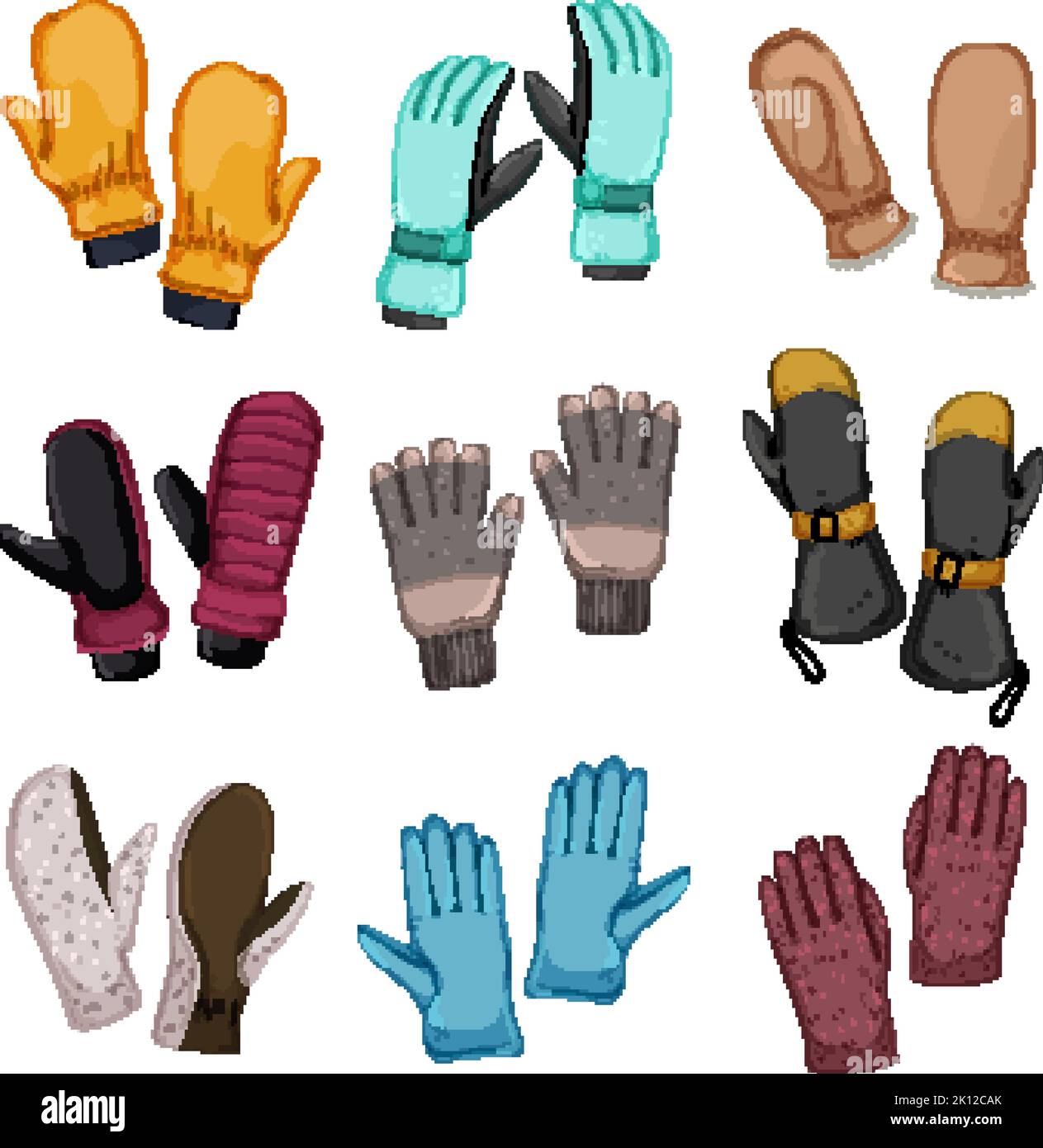 mittens gloves winter set cartoon vector illustration Stock Vector ...