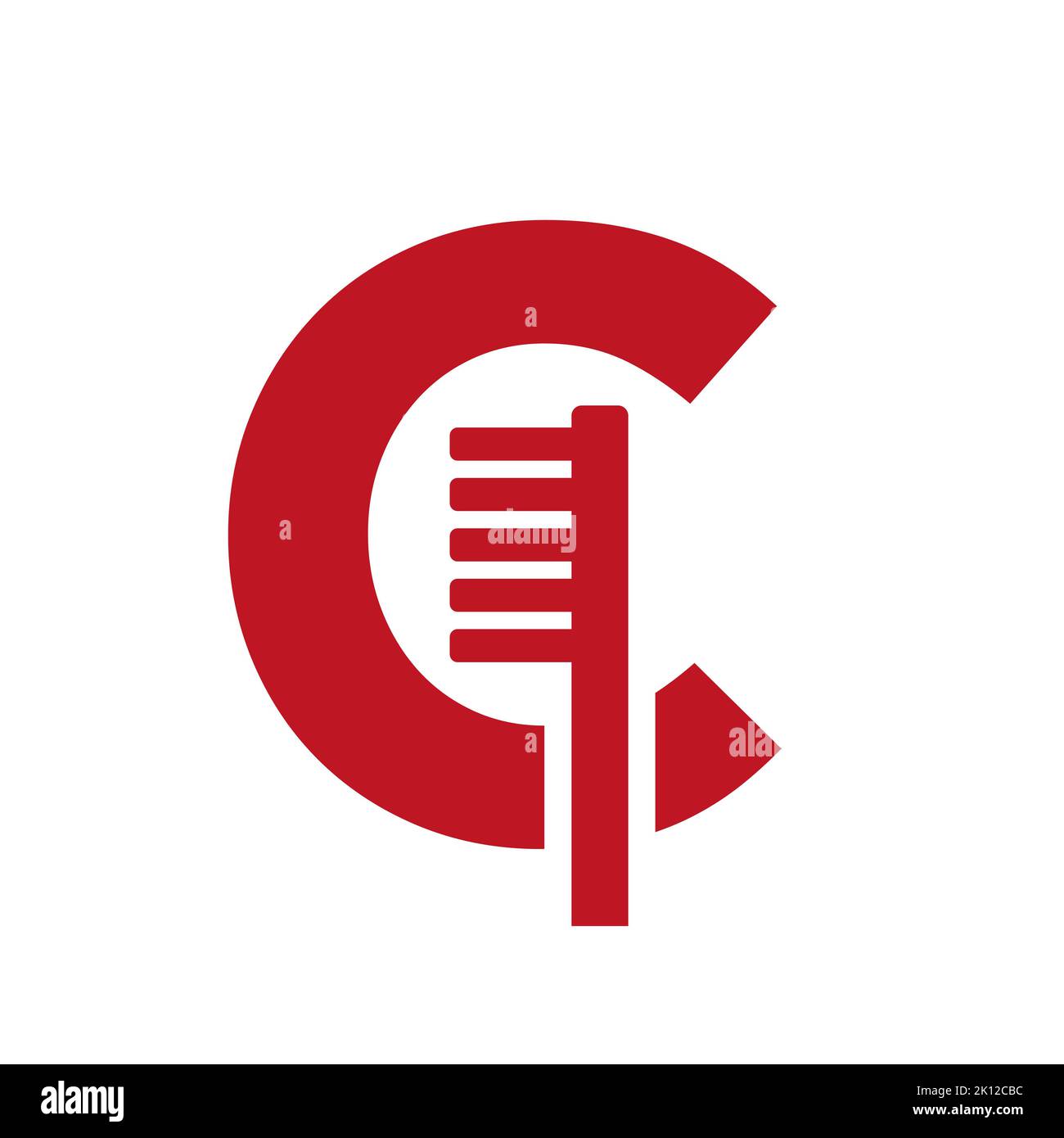 Letter C Dental Logo Concept with Tooth Brush Vector Template. Teeth ...
