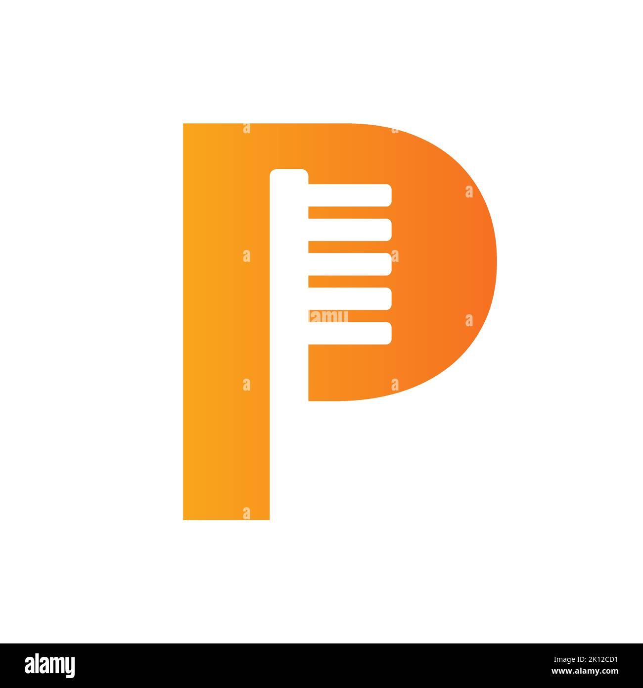 Letter P Dental Logo Concept with Tooth Brush Vector Template. Teeth ...