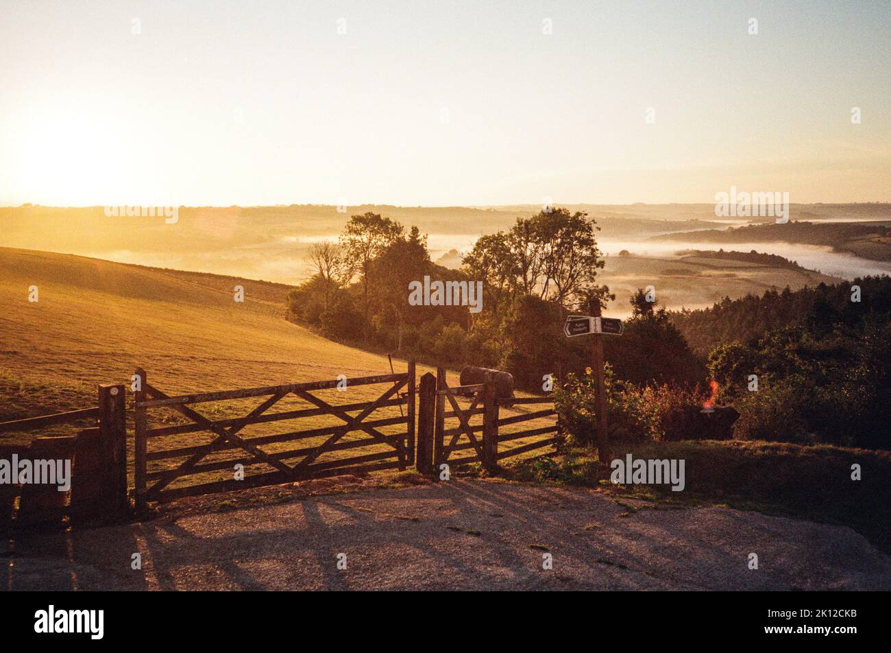 Sunrise over the Taw Valley photographed from High Bickington, North ...