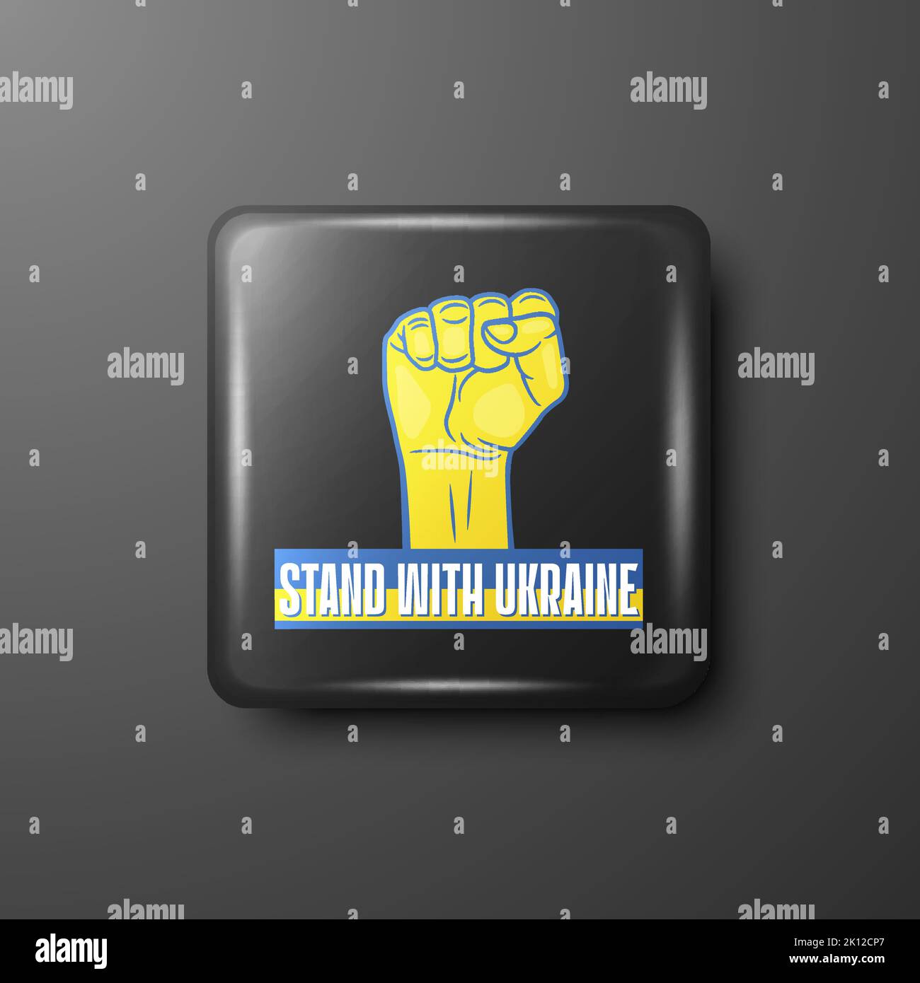 Stand with Ukraine, Fist Raised Up. Button Pin Badge with Anti-war Call ...